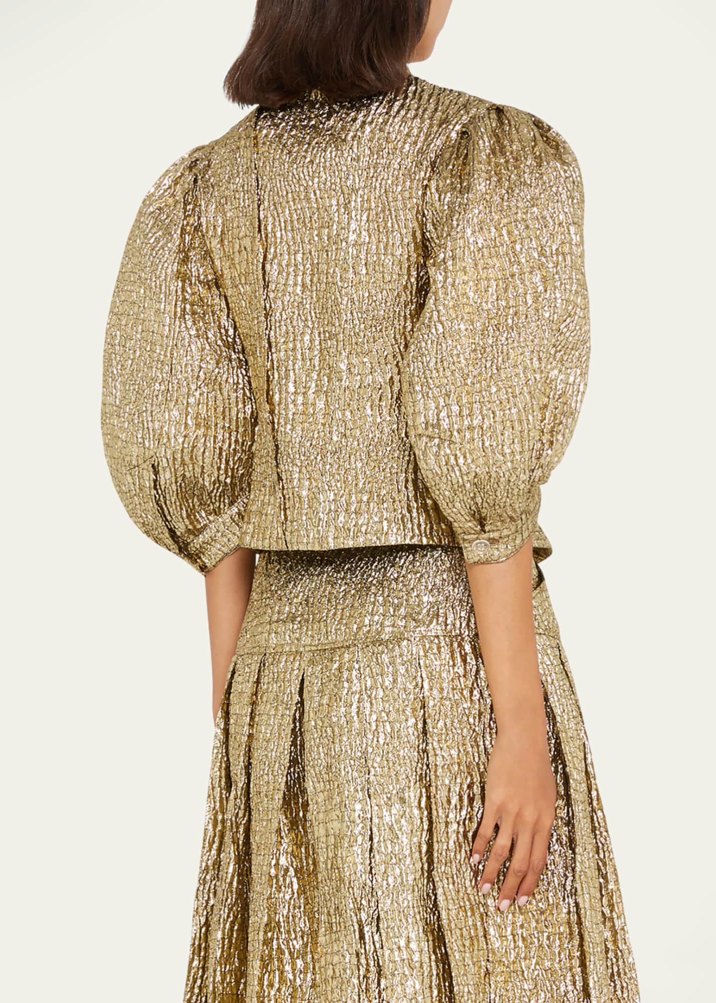 Simone Rocha Metallic Fitted Embellished Cup Jacket with Ties ...