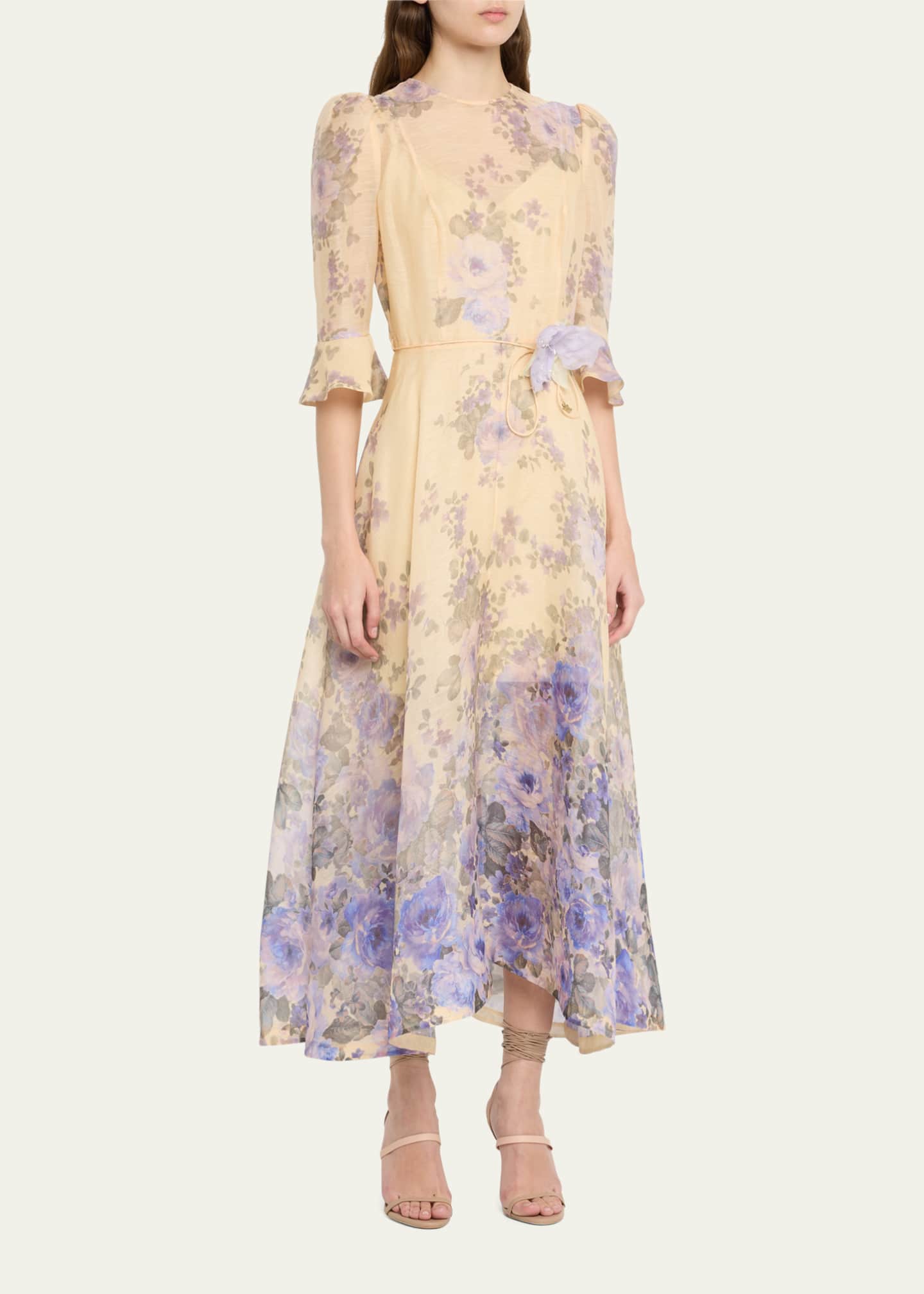 Zimmermann Lyrical Flare-Sleeve Midi Dress - Bergdorf Goodman