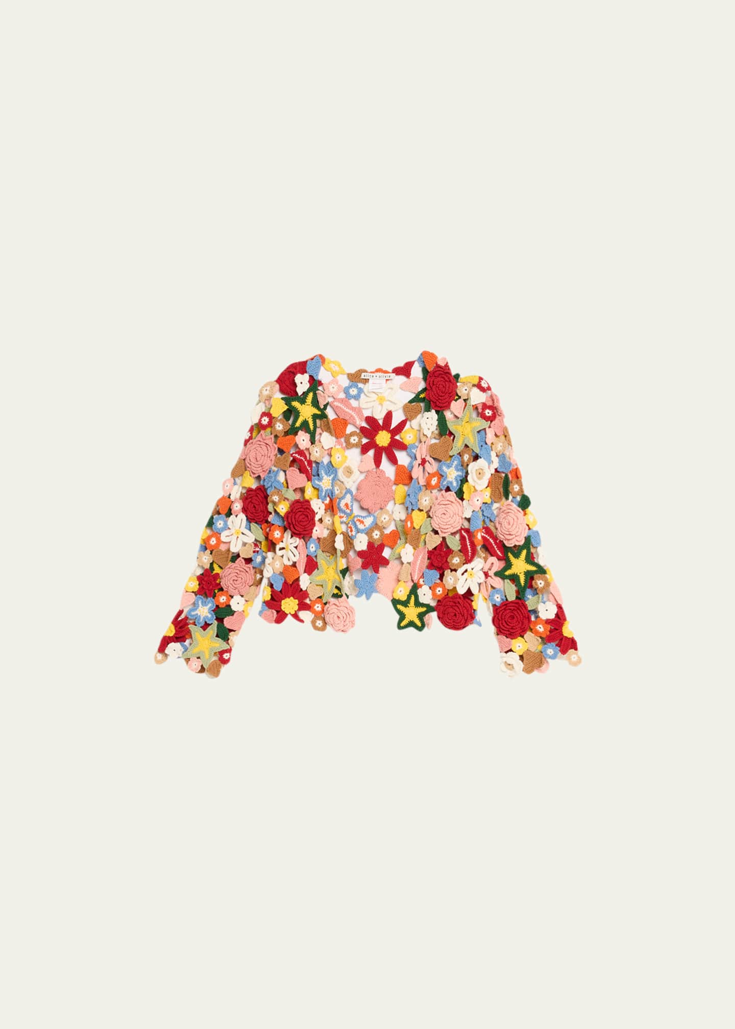 Alice + Olivia Fawn Crochet-Knit Collage Cardigan - Bergdorf Goodman