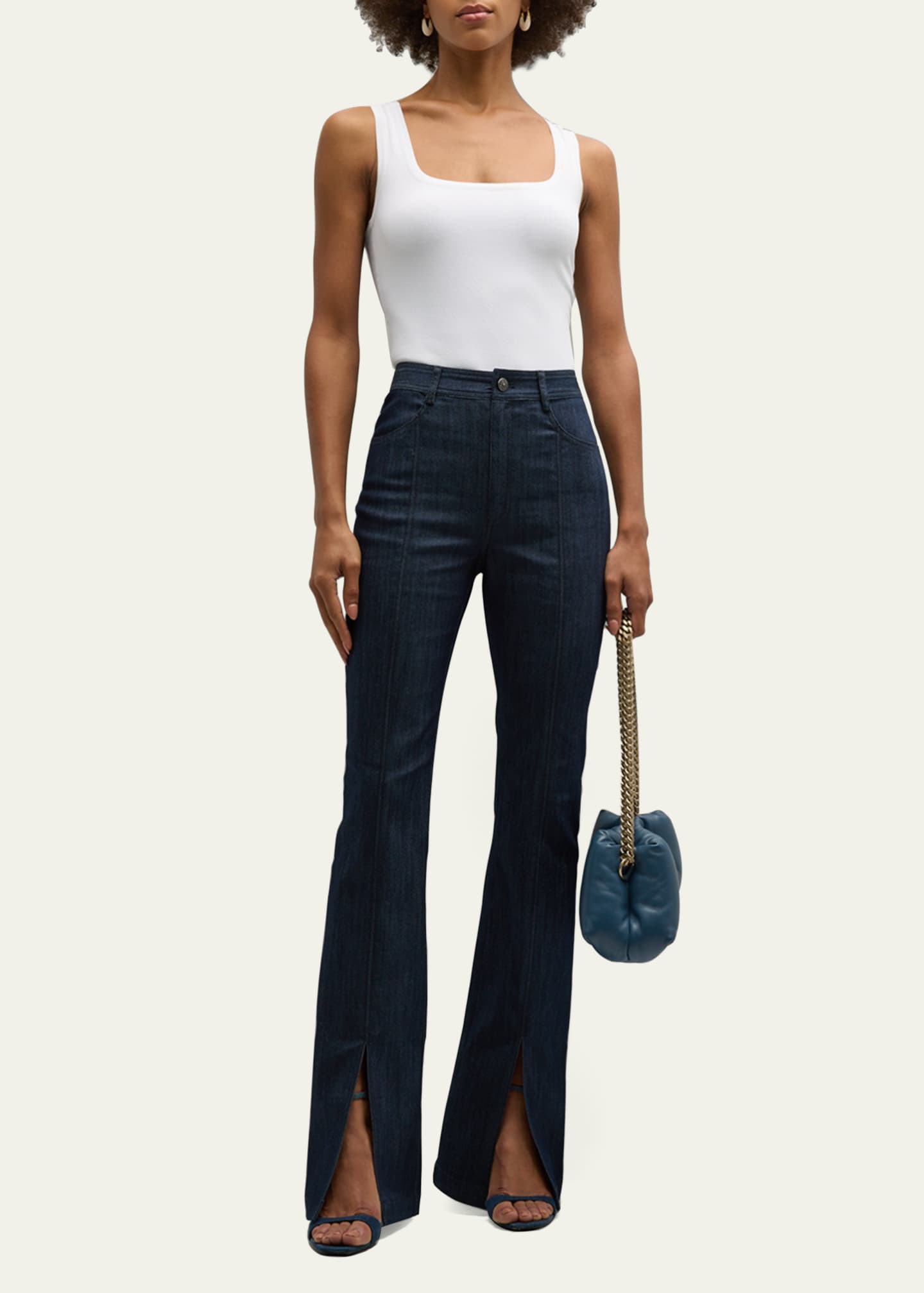 Cinq a Sept Shanis High-Rise Slit-Cuff Denim Bootcut Pants - Bergdorf ...