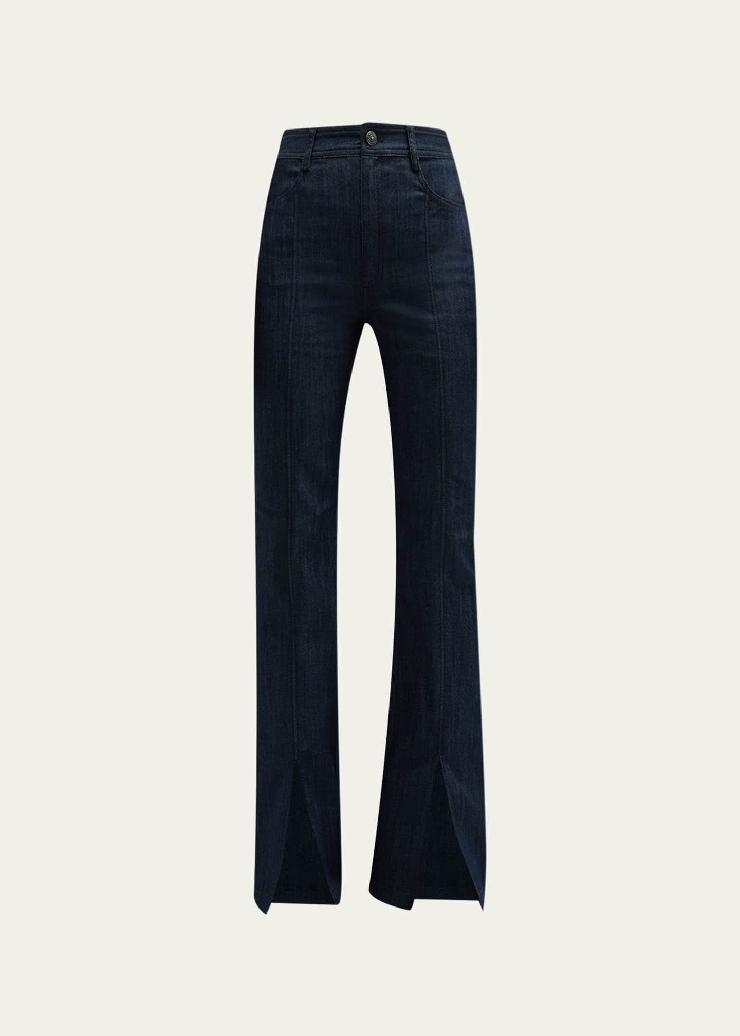 Cinq a Sept Shanis High-Rise Slit-Cuff Denim Bootcut Pants - Bergdorf ...