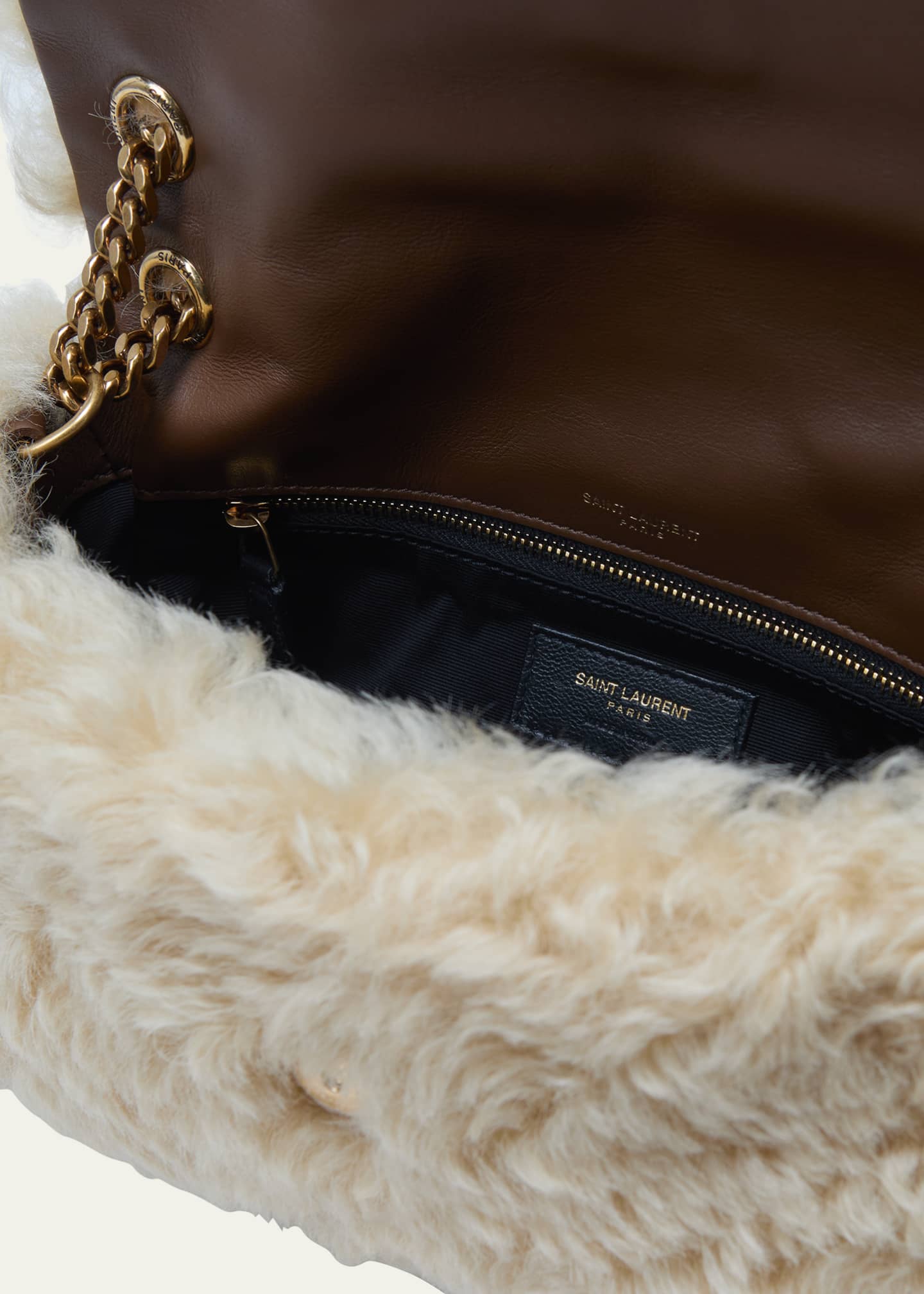 Saint Laurent Calypso Small YSL Shoulder Bag in Shearling - Bergdorf ...