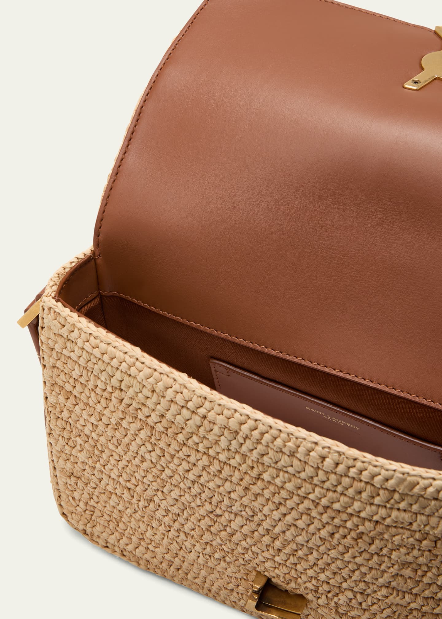 Saint Laurent Solferino Medium YSL Crossbody Bag in Raffia - Bergdorf ...