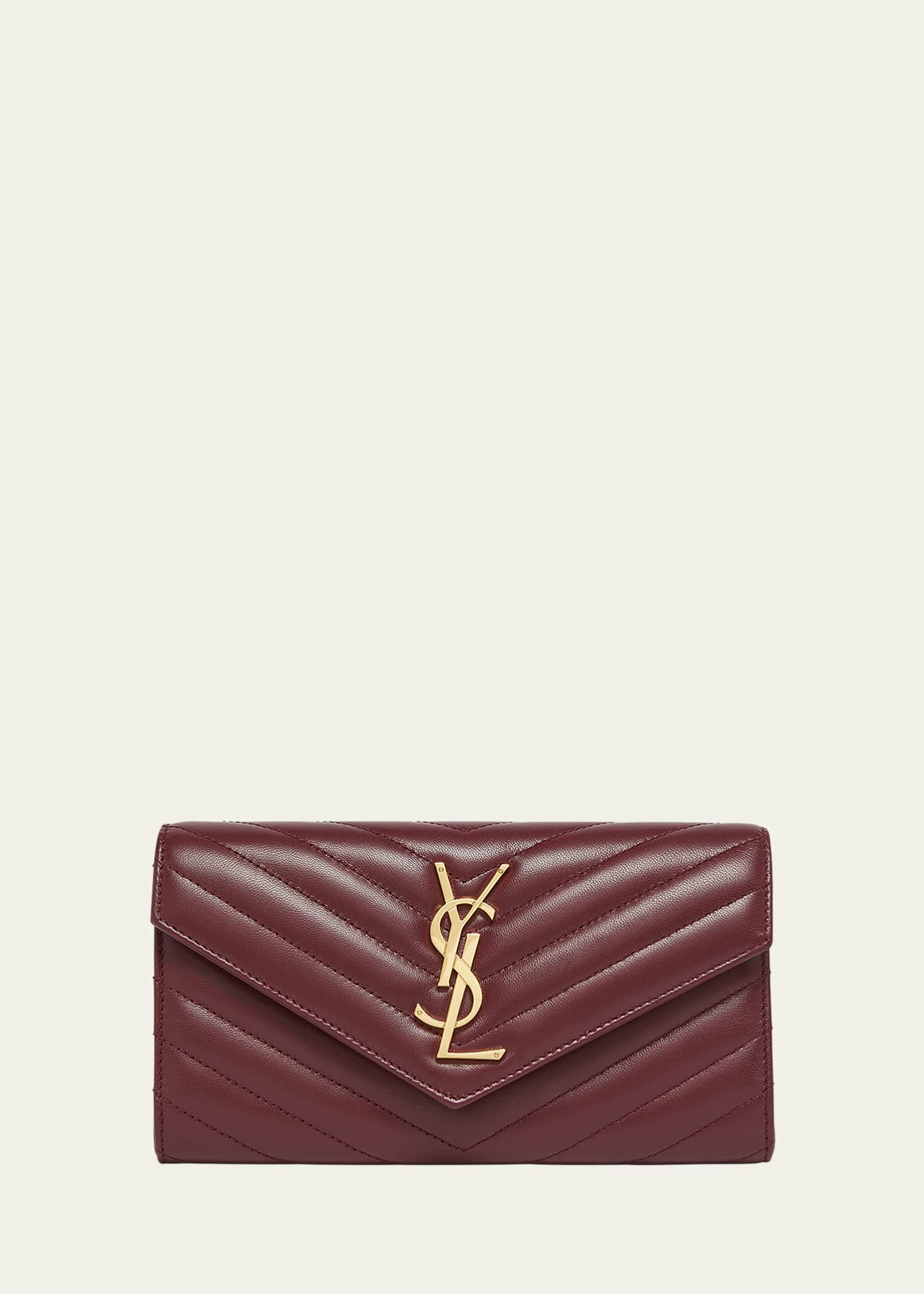 Saint Laurent YSL Monogram Large Envelope Flap Wallet in Smooth Leather ...