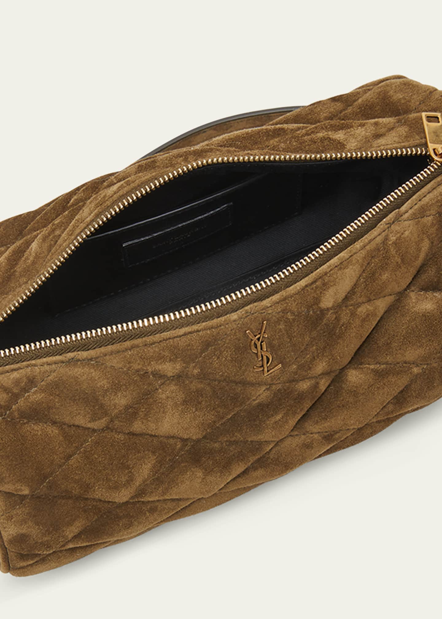 Saint Laurent Sade Small YSL Tube Shoulder Bag in Quilted Suede ...