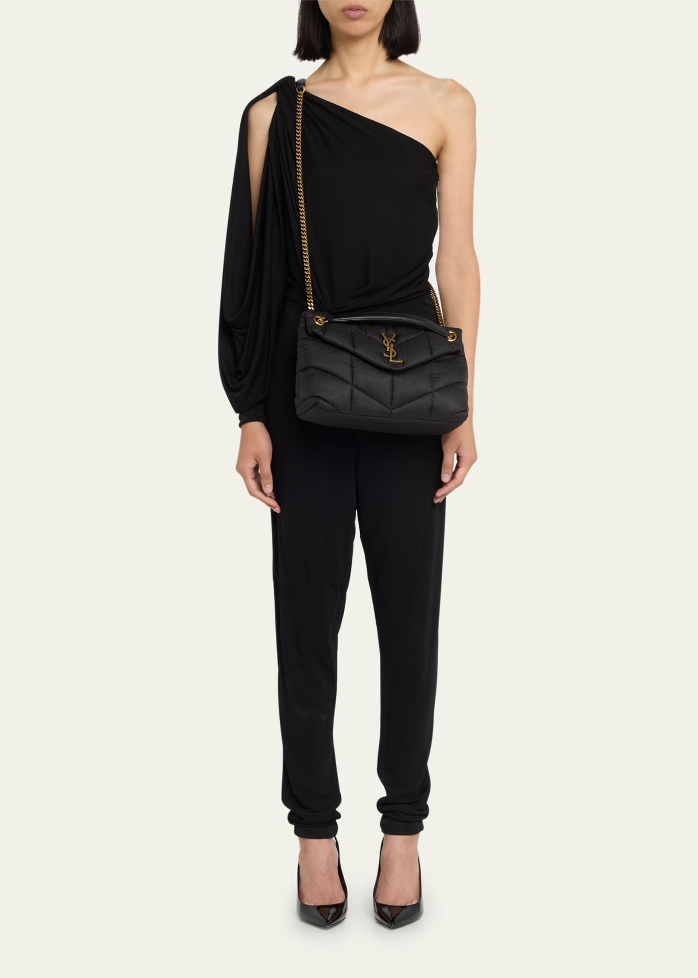 Saint Laurent Lou Puffer Small YSL Shoulder Bag in Quilted Nylon ...