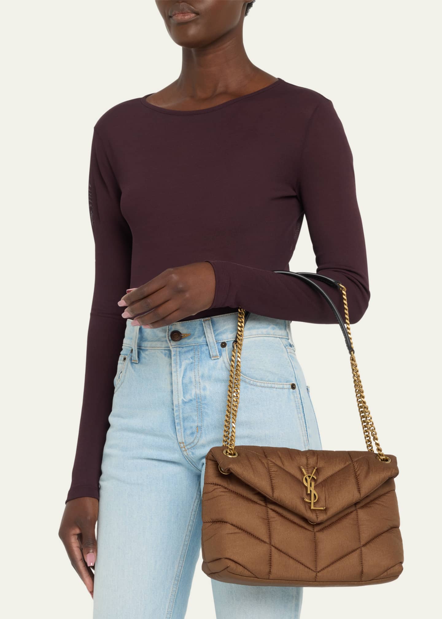 Saint Laurent Lou Puffer Small YSL Shoulder Bag in Quilted Nylon ...