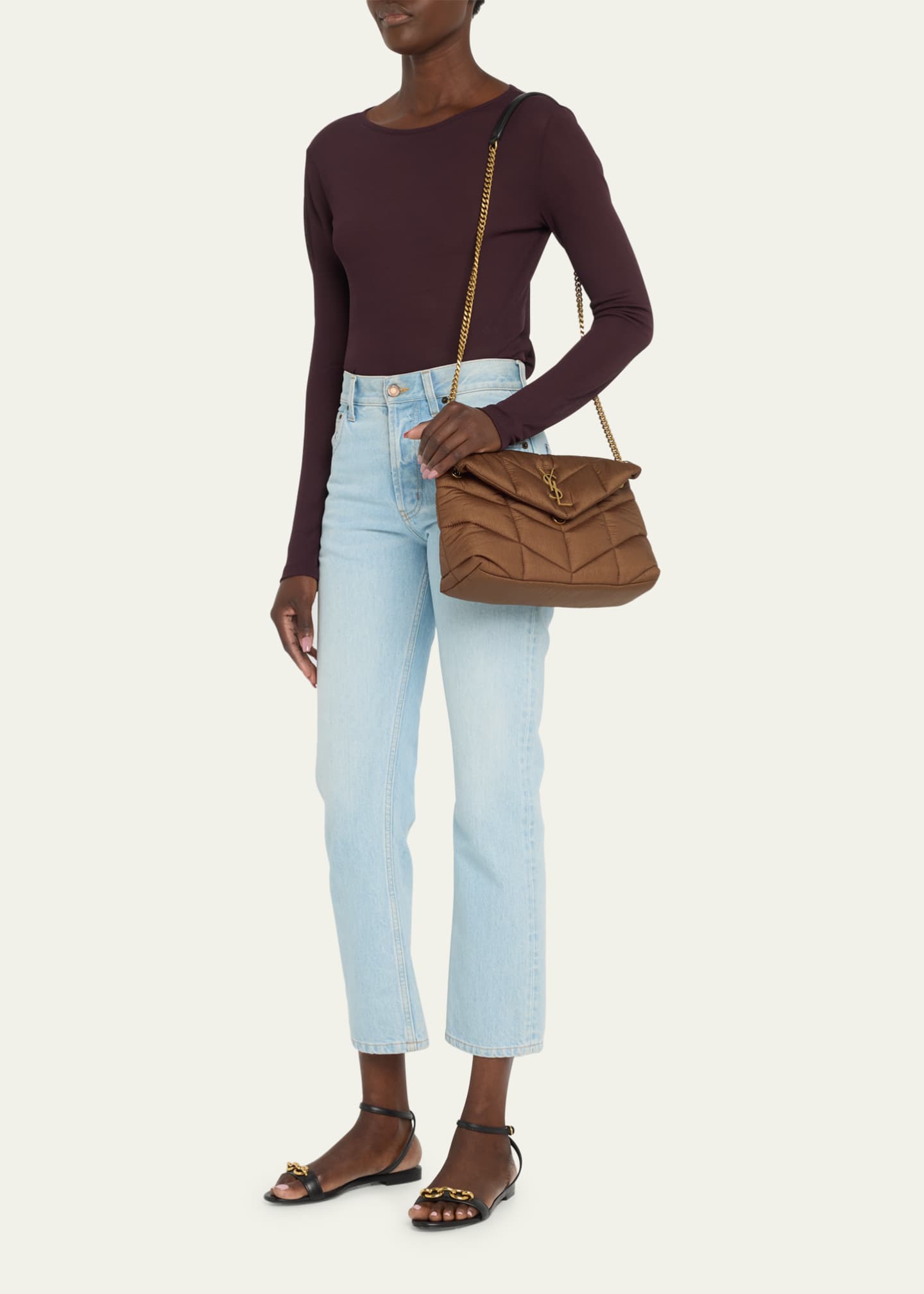 Saint Laurent Lou Puffer Small YSL Shoulder Bag in Quilted Nylon ...