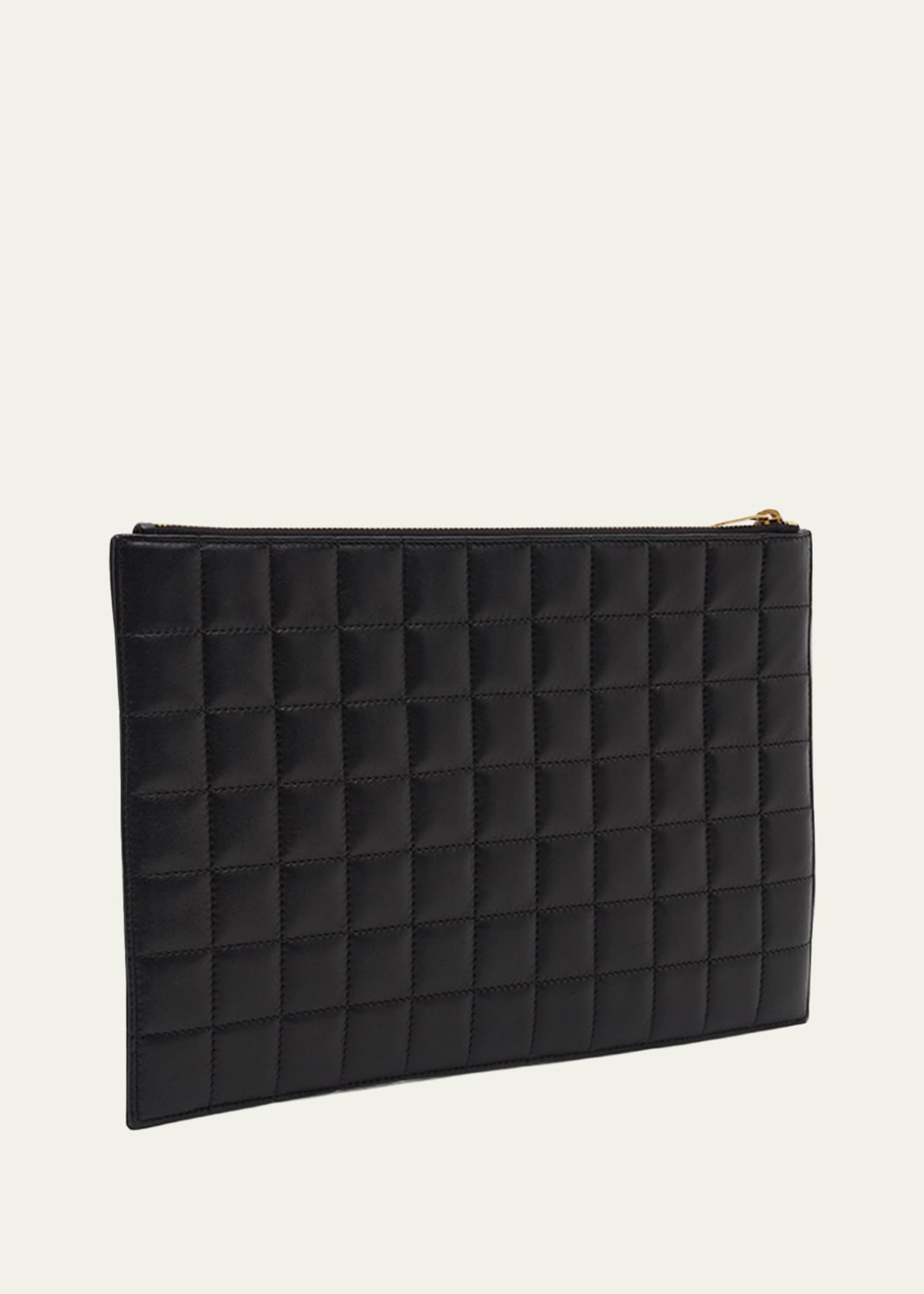 Saint Laurent YSL Monogram Tablet Ziptop Pouch in Quilted Smooth ...