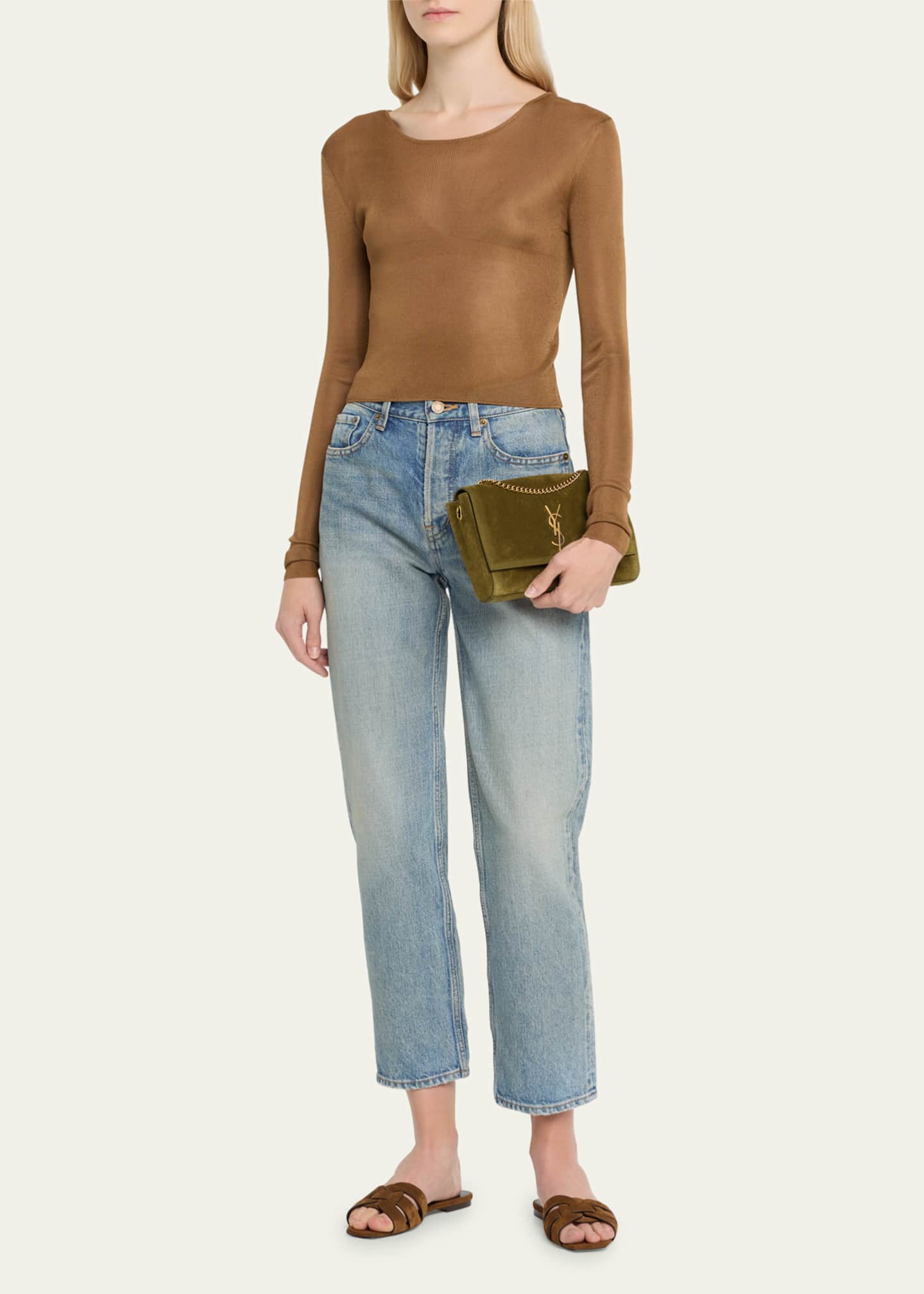 Saint Laurent Kate Reversible Small YSL Crossbody Bag in Suede ...