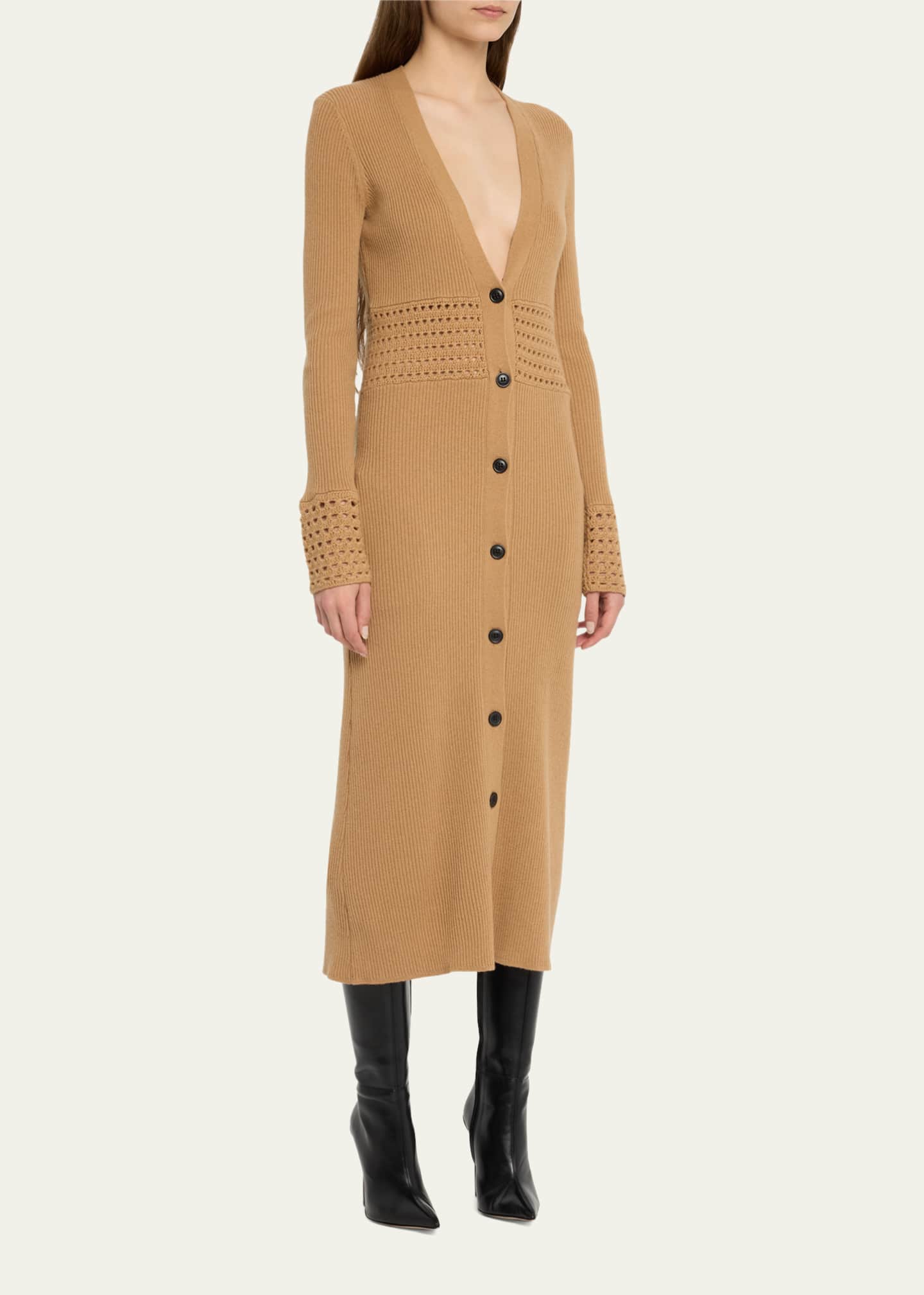 Jason Wu Crochet-Detail Long Cashmere Cardigan - Bergdorf Goodman