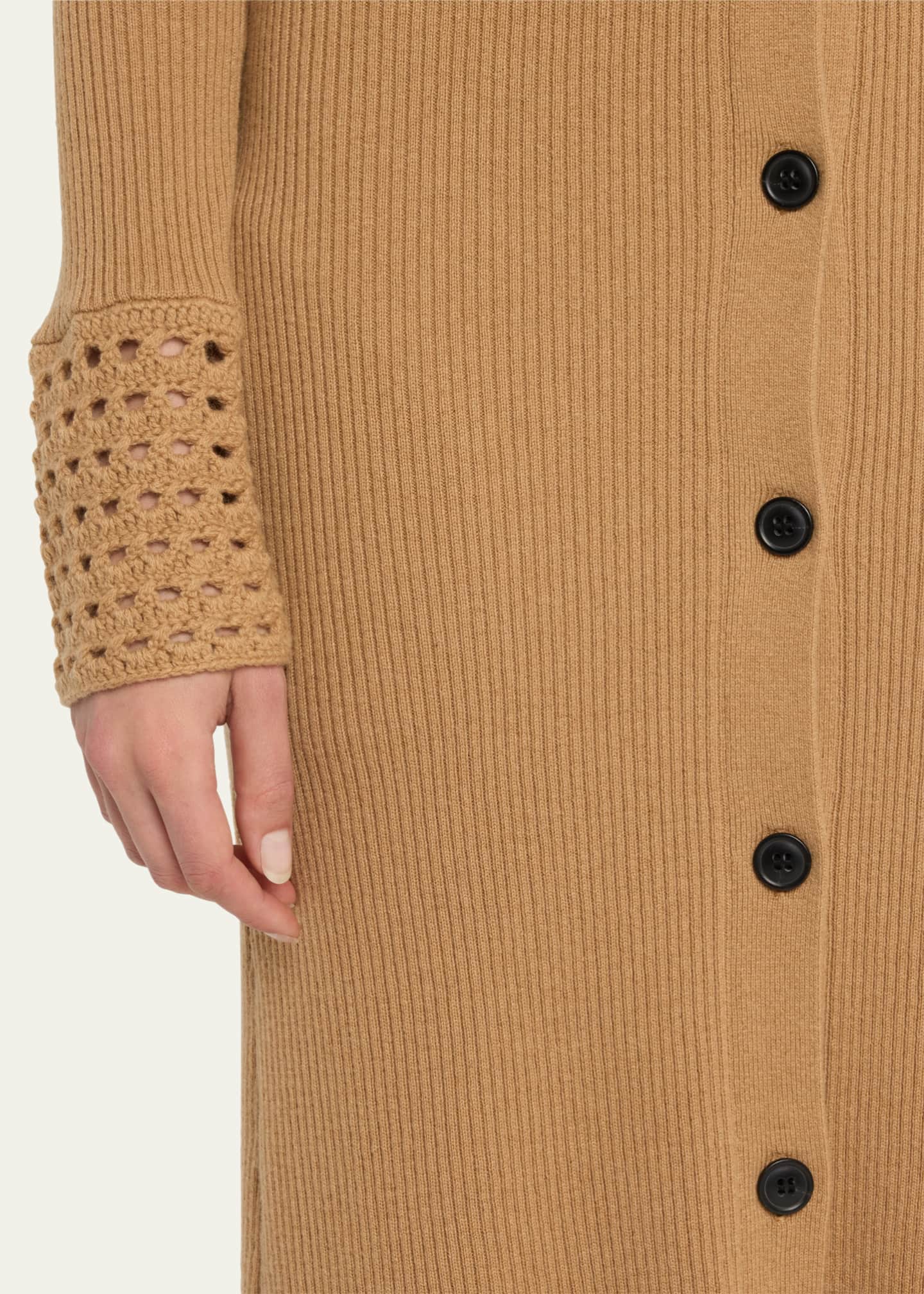 Jason Wu Crochet-Detail Long Cashmere Cardigan - Bergdorf Goodman