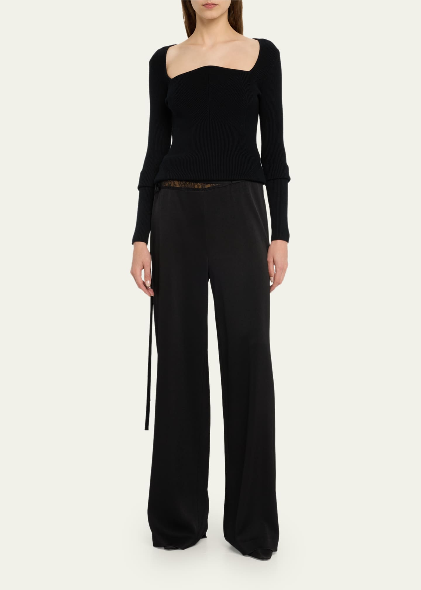 Jason Wu Straight-Leg Lace-Trim Pants - Bergdorf Goodman