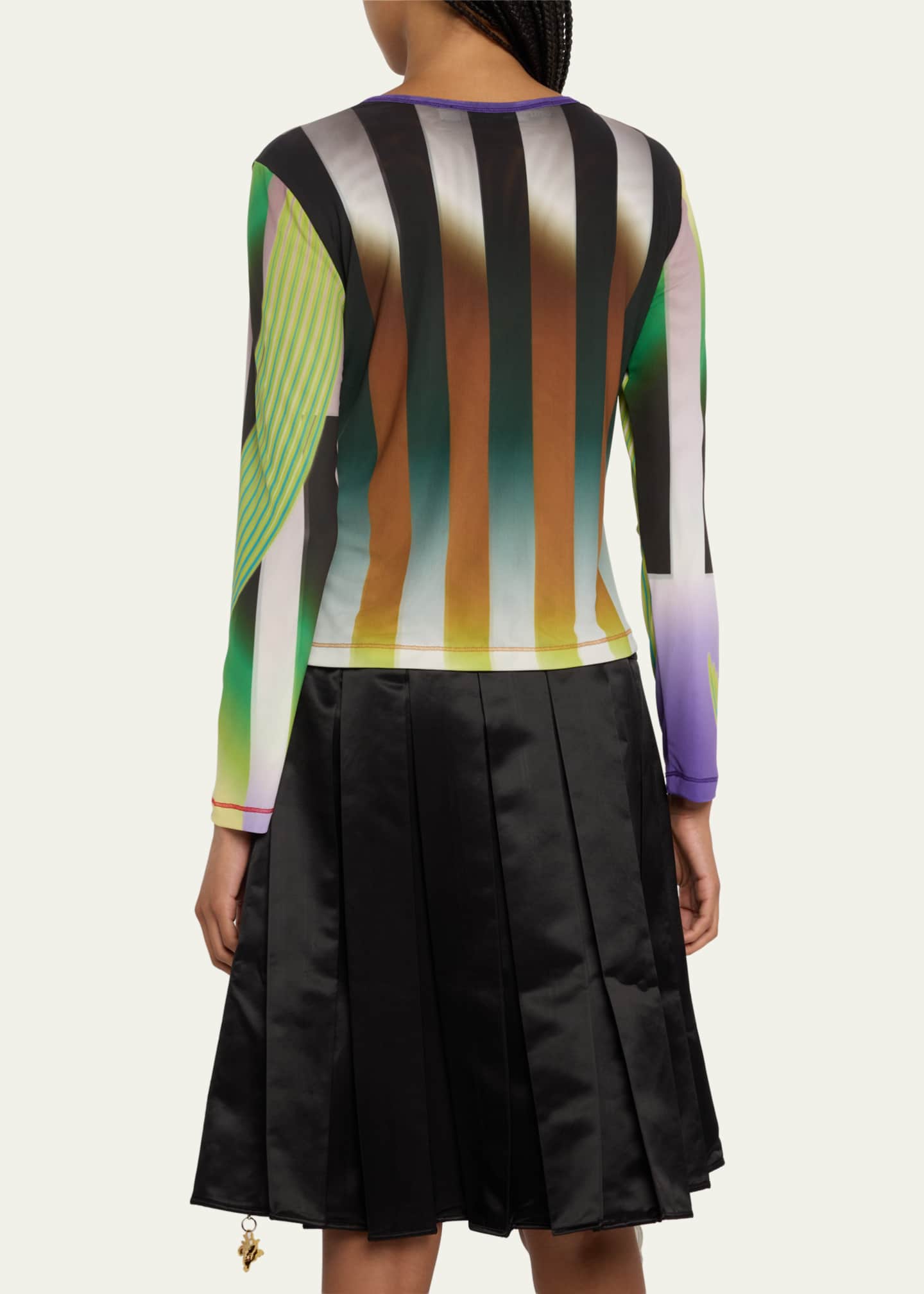 Chopova Lowena Ski-Print Fitted Mesh Top - Bergdorf Goodman
