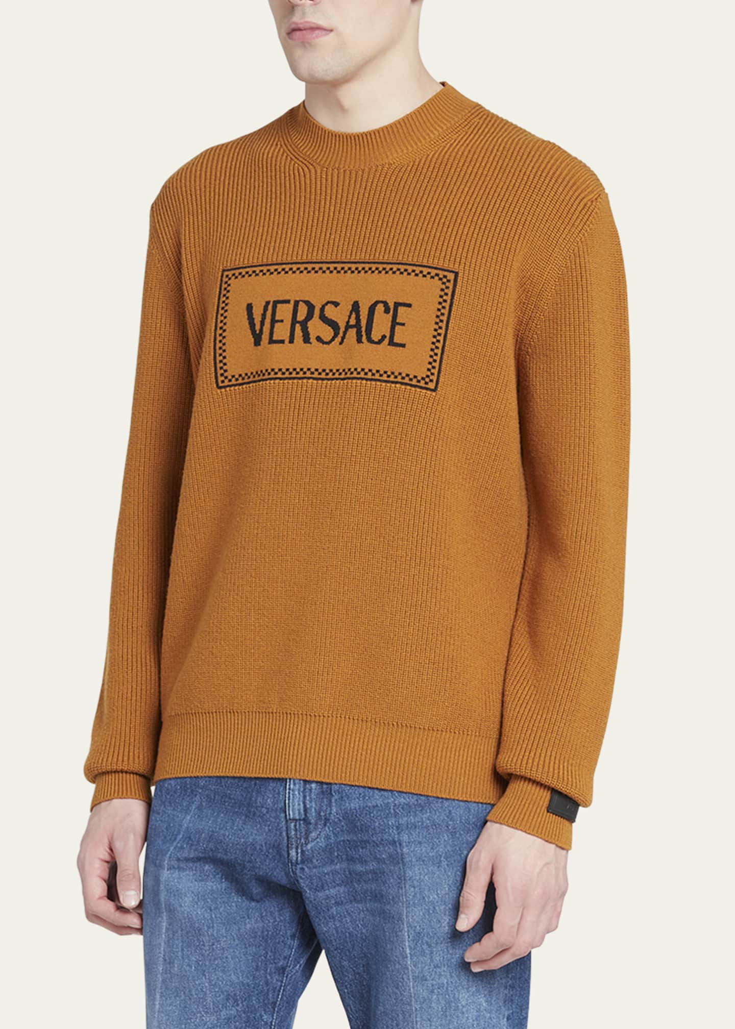 Versace Men's Macrologo Wool Knit Sweater - Bergdorf Goodman