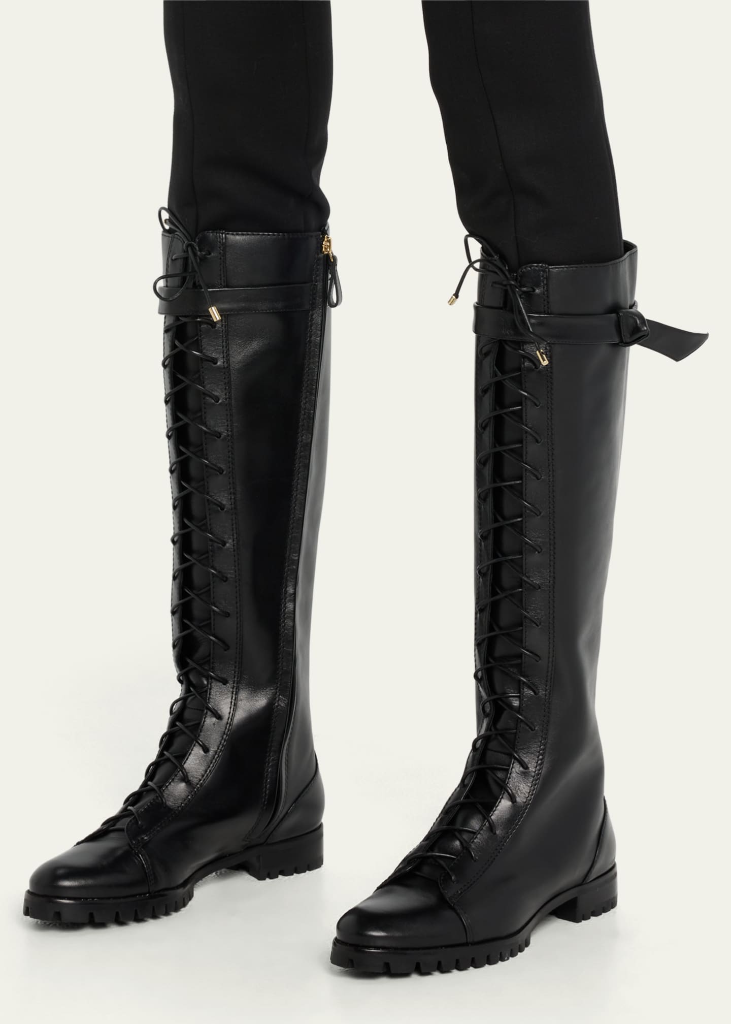 Alexandre Birman Evelyn Knee-High Leather Combat Boots - Bergdorf Goodman