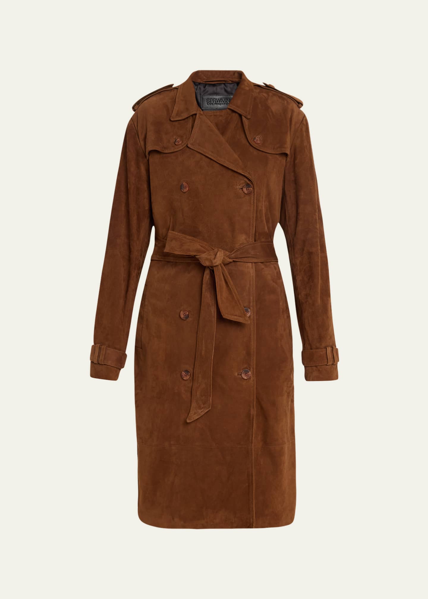 SPRWMN Suede Belted Trench Coat - Bergdorf Goodman