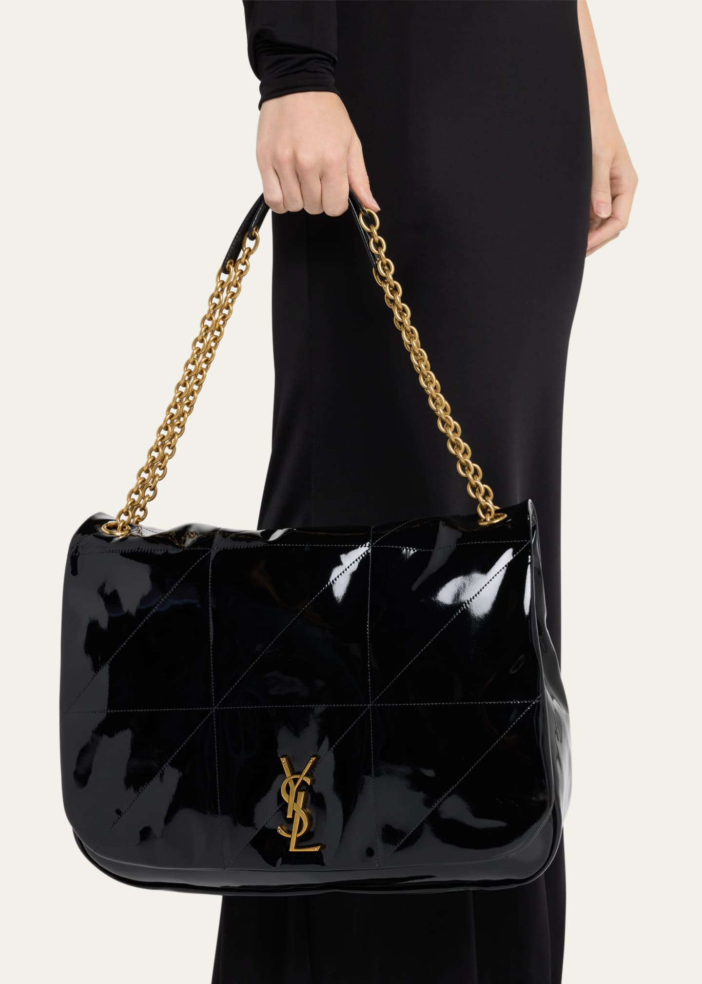Saint Laurent Jamie Maxi YSL Patent Patchwork Shoulder Bag - Bergdorf Goodman