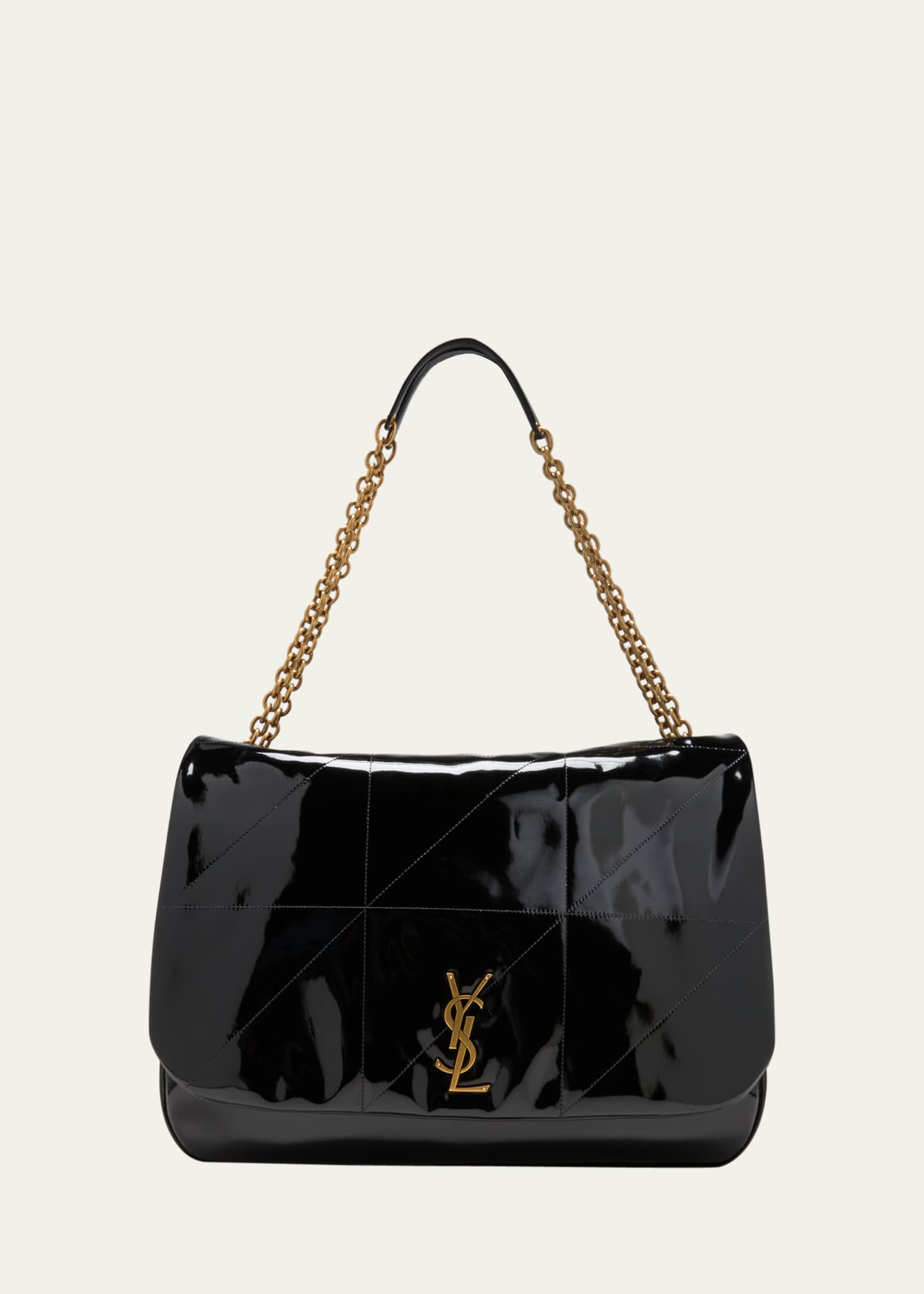 Saint Laurent Jamie Maxi YSL Patent Patchwork Shoulder Bag - Bergdorf ...