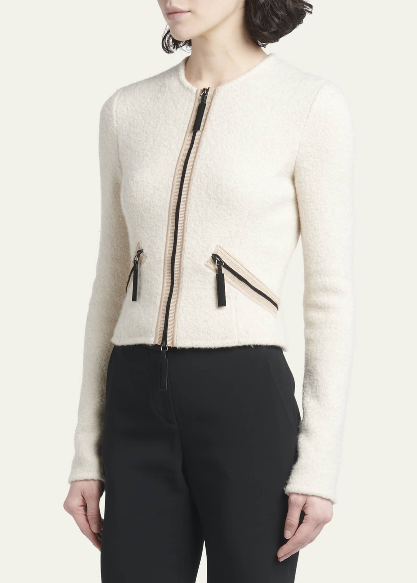 Giorgio Armani Contrast Grosgrain Zip-Front Cashmere Silk Jacket ...