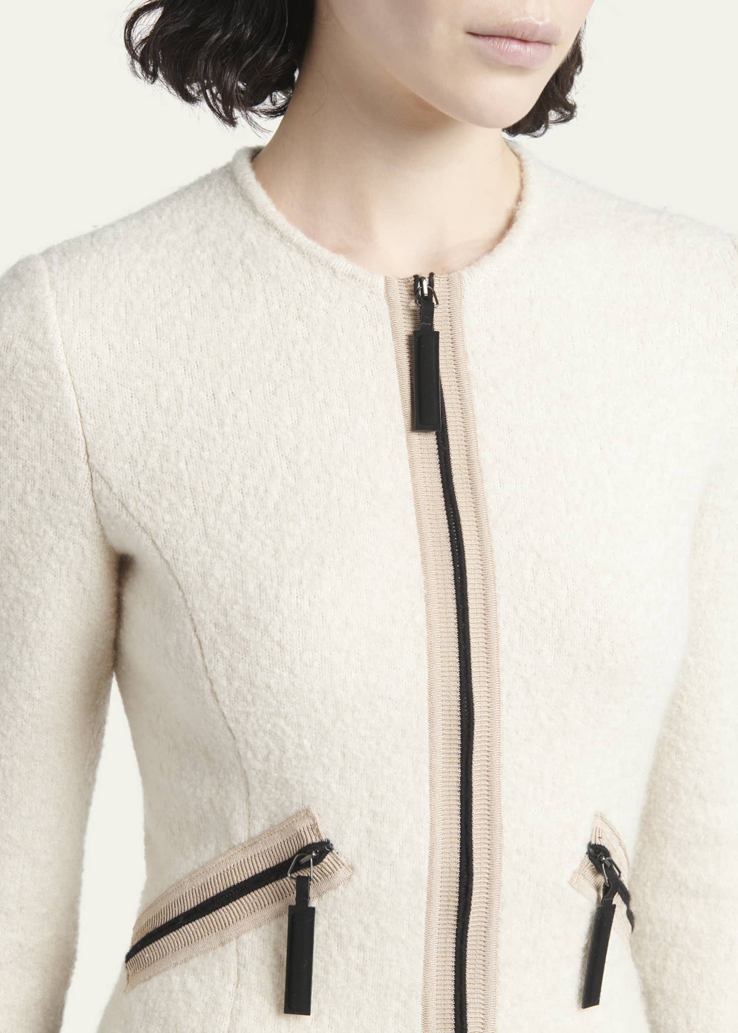 Giorgio Armani Contrast Grosgrain Zip-Front Cashmere Silk Jacket ...