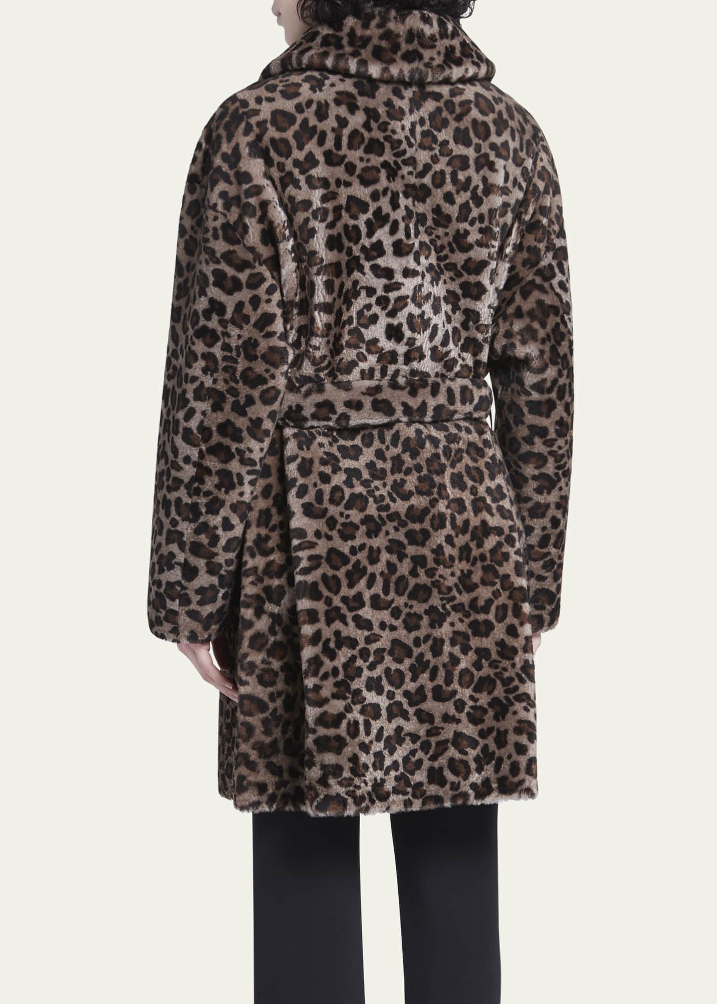 Giorgio Armani Leopard Print Shearling Belted Wrap Coat - Bergdorf Goodman