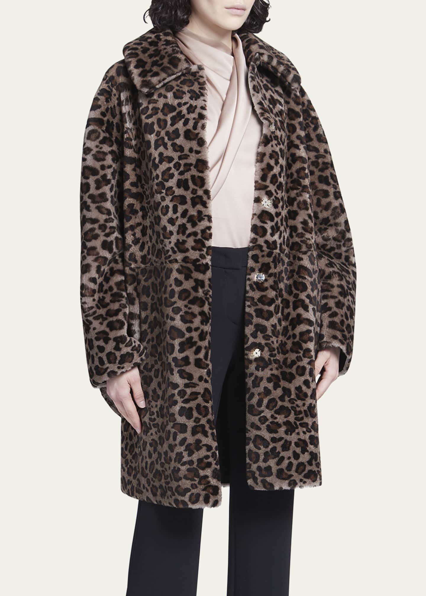 Giorgio Armani Leopard Print Shearling Belted Wrap Coat - Bergdorf Goodman