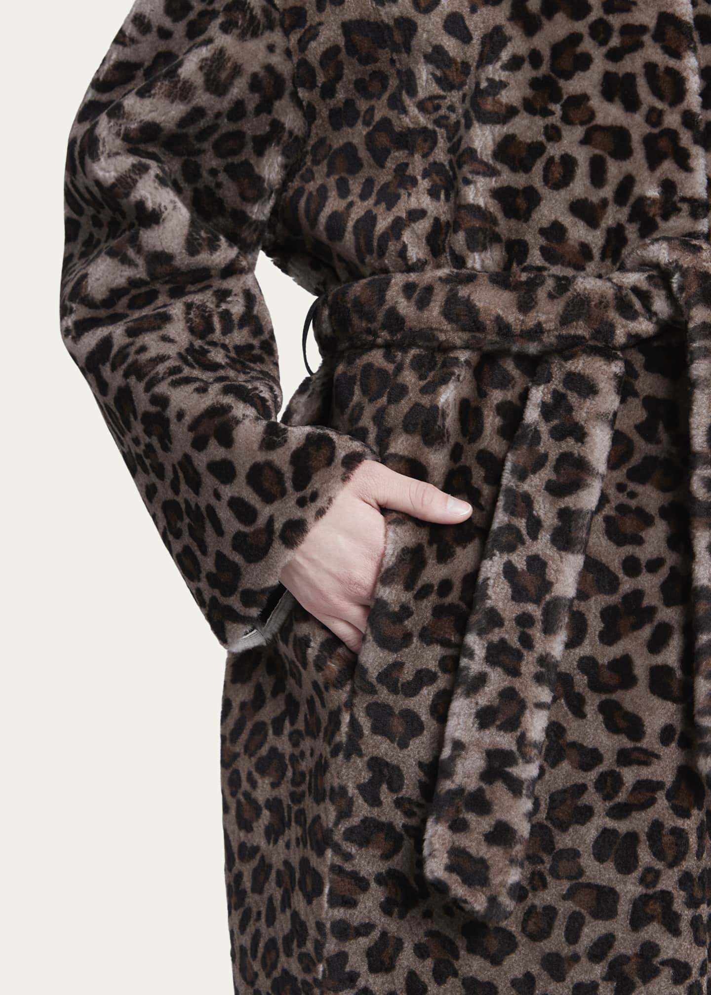 Giorgio Armani Leopard Print Shearling Belted Wrap Coat - Bergdorf Goodman