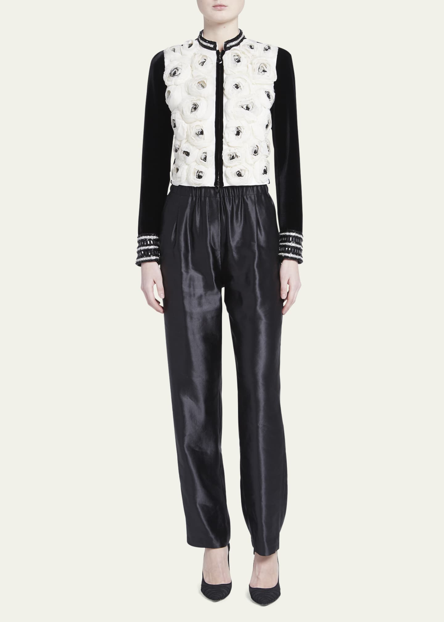 Giorgio Armani Silk Rose-Embroidered Velvet Jacket - Bergdorf Goodman