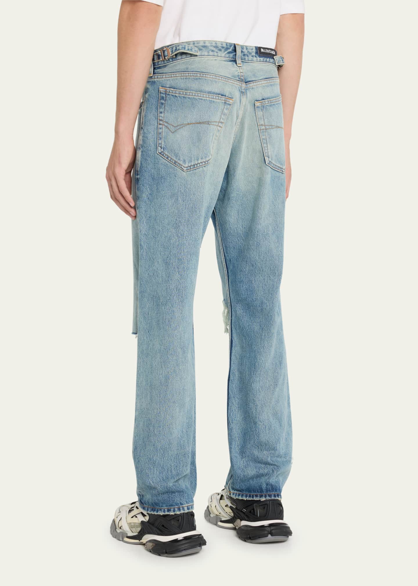 Balenciaga Men's Loose Knee-Rip Jeans - Bergdorf Goodman