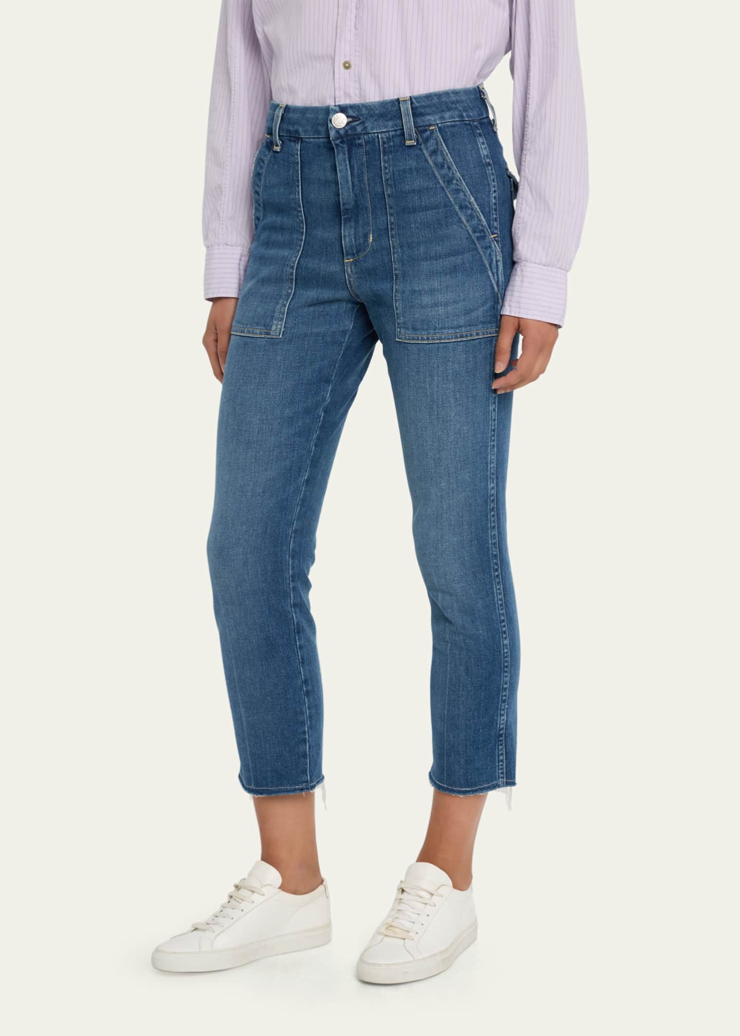 AMO Denim Easy Straight Crop Army Jeans - Bergdorf Goodman