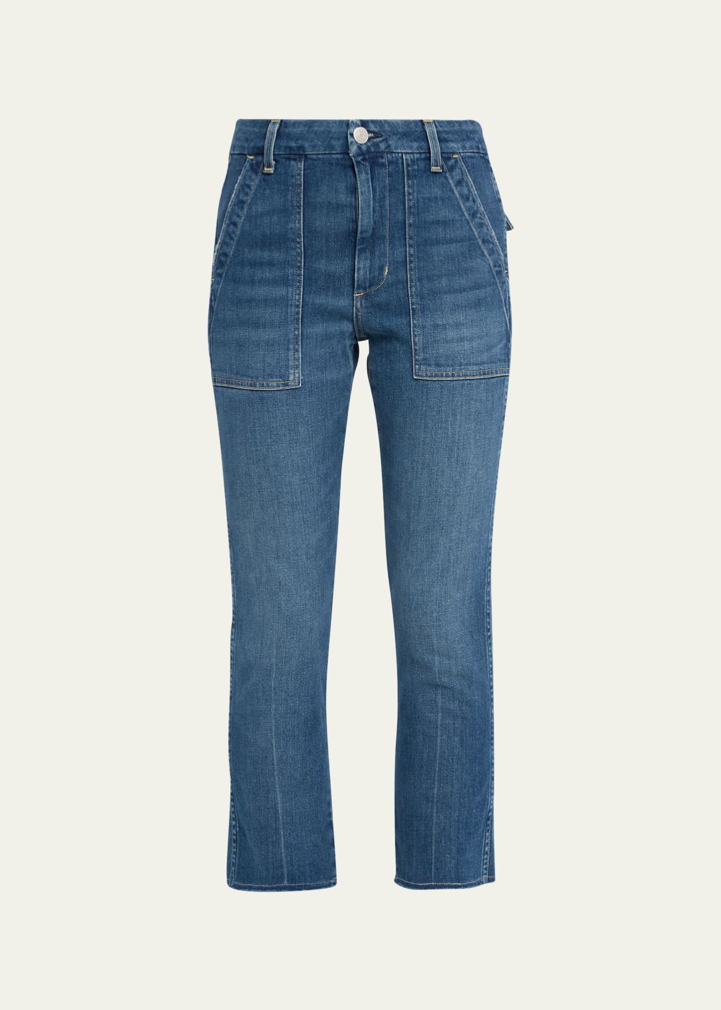 AMO Denim Easy Straight Crop Army Jeans - Bergdorf Goodman