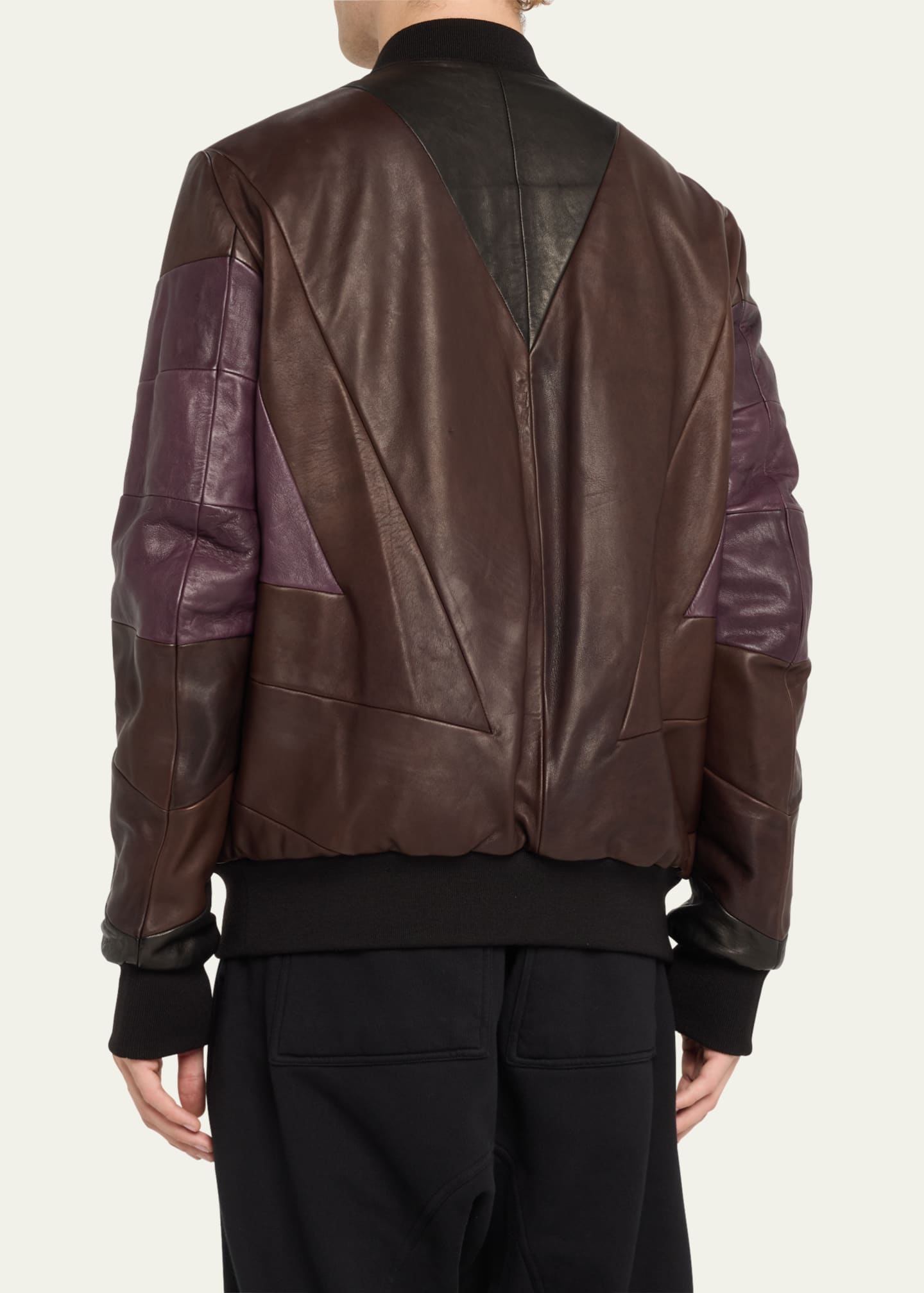 Rick Owens Men's Pieced Leather Bomber Jacket - Bergdorf Goodman