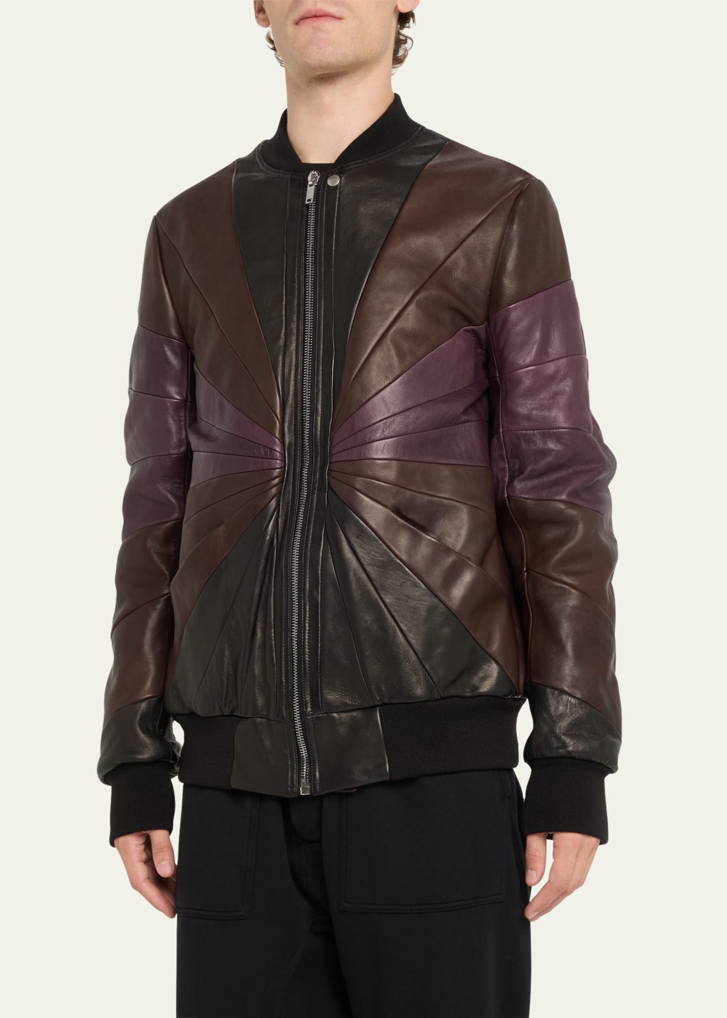 Rick Owens Men's Pieced Leather Bomber Jacket - Bergdorf Goodman