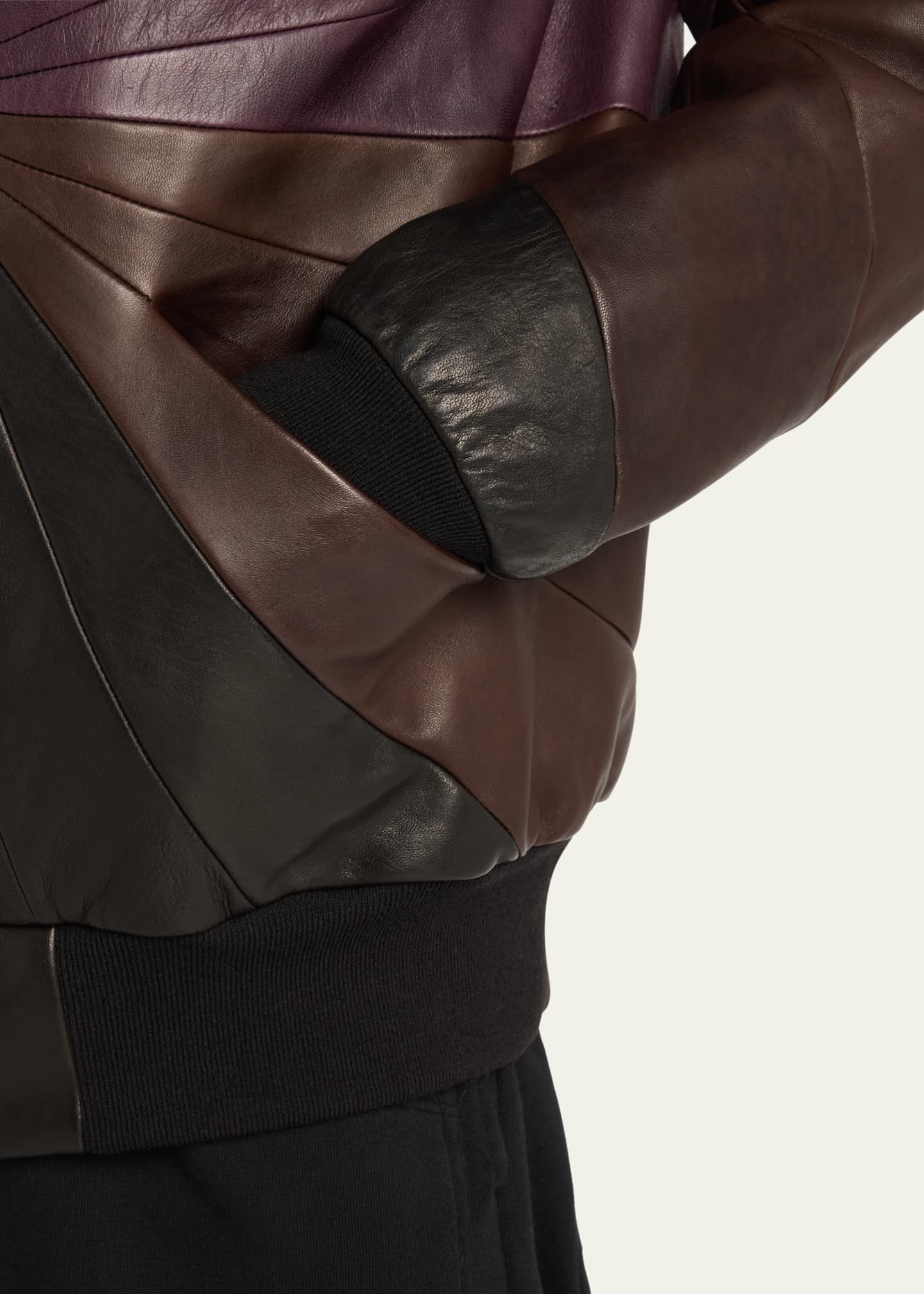 Rick Owens Men's Pieced Leather Bomber Jacket - Bergdorf Goodman
