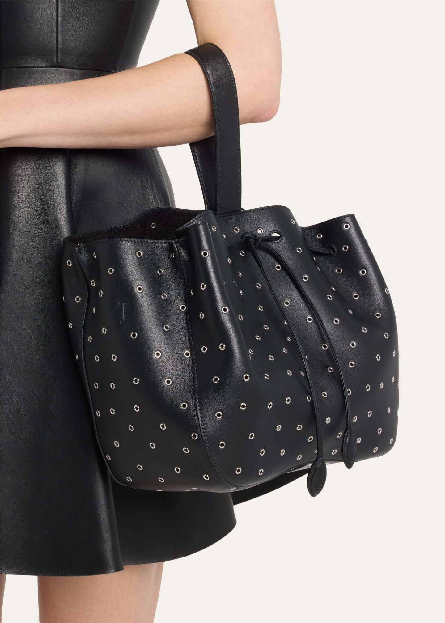 ALAIA Rose Marie 28 Wristlet in Leather with Grommets - Bergdorf Goodman