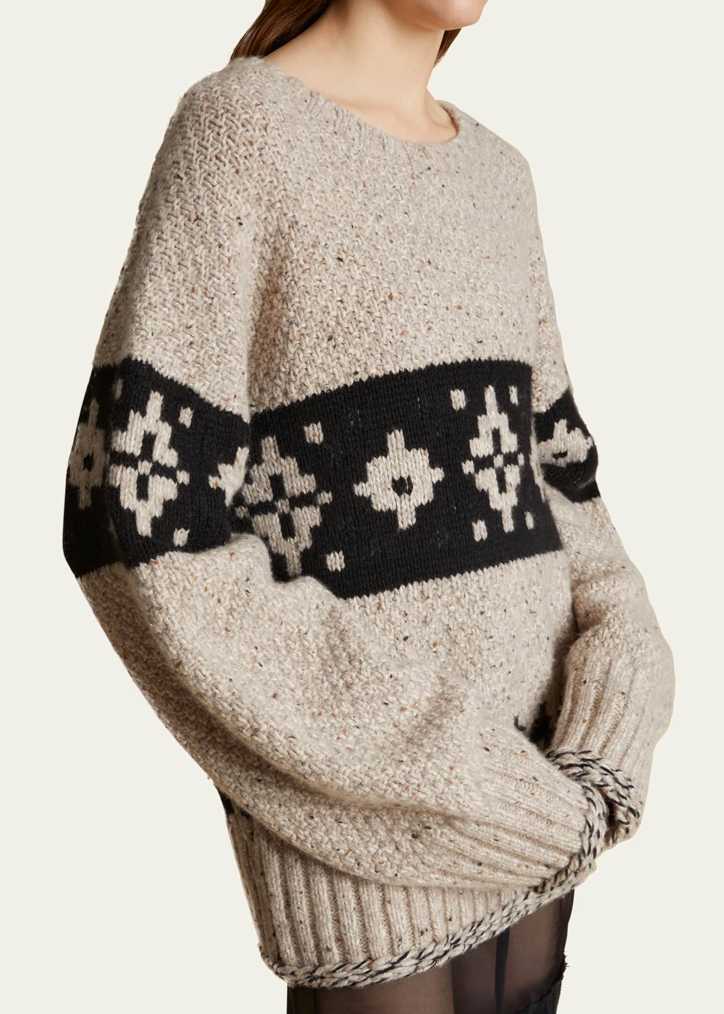 Khaite Tabi Mixed-Pattern Cashmere Sweater - Bergdorf Goodman