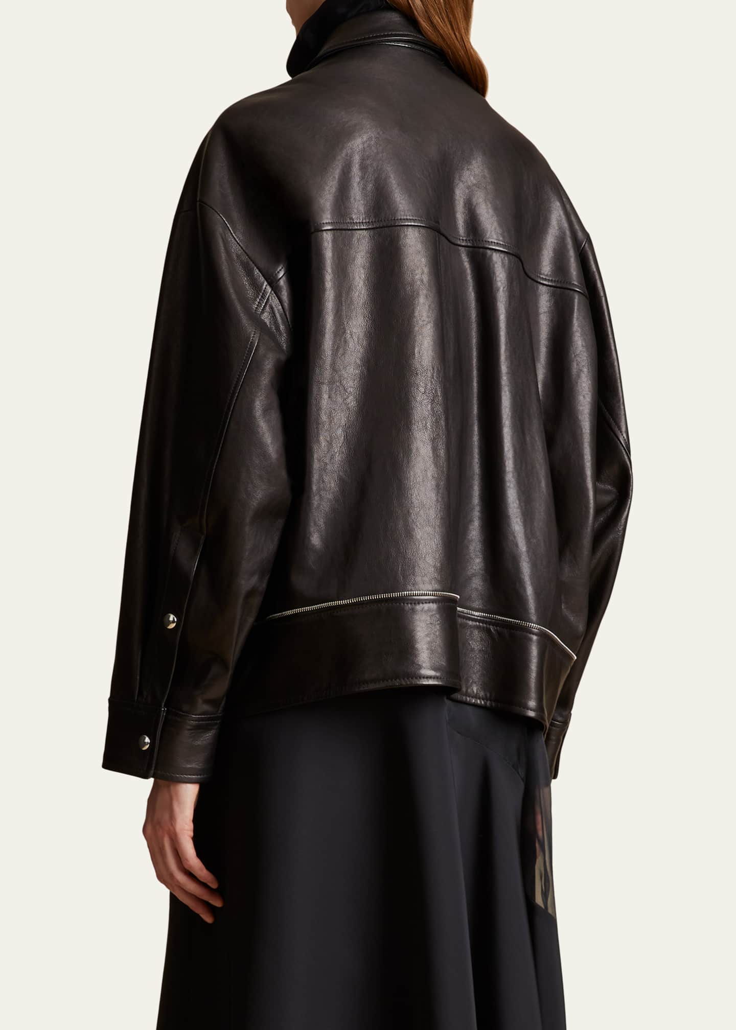 Khaite Herman Zipper Belted Leather Moto Jacket - Bergdorf Goodman