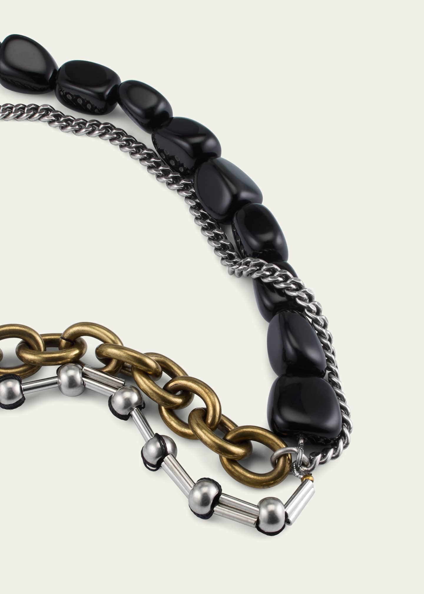 Dries Van Noten Men's Black Obsidian Chain Necklace - Bergdorf Goodman