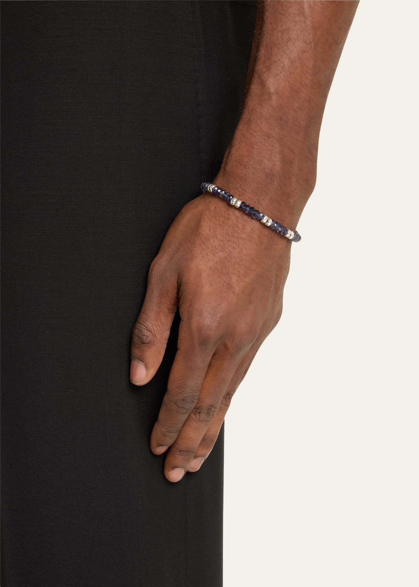Lois Sasson Design Men's Iolite Beaded Bracelet with Sterling Silver ...