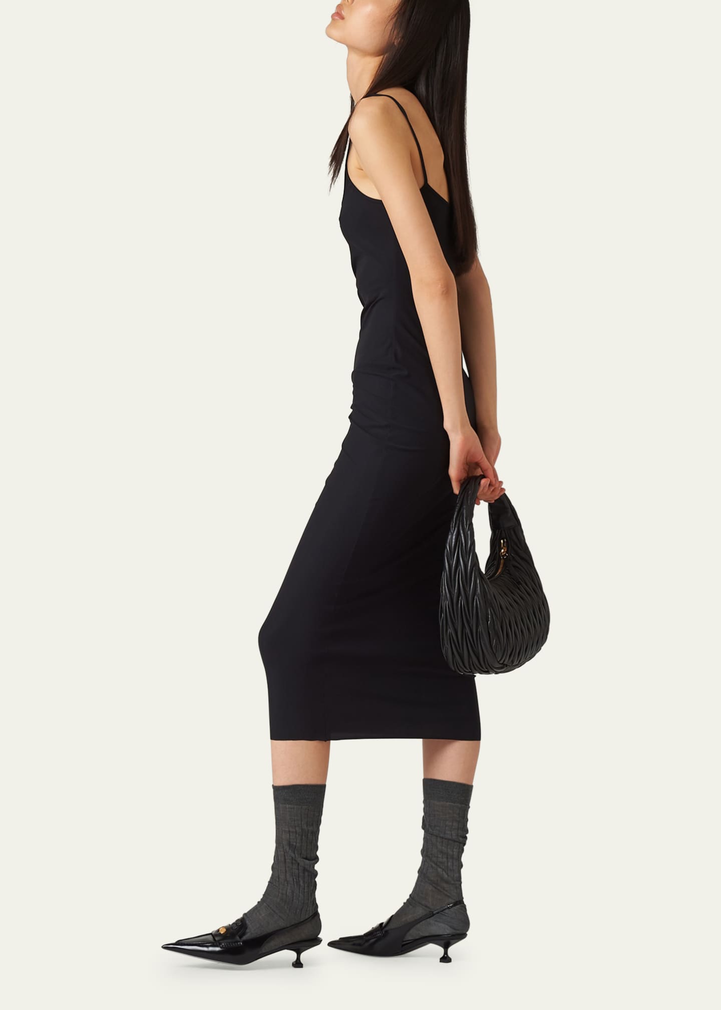 Miu Miu Logo-Print Jersey Midi Dress - Bergdorf Goodman