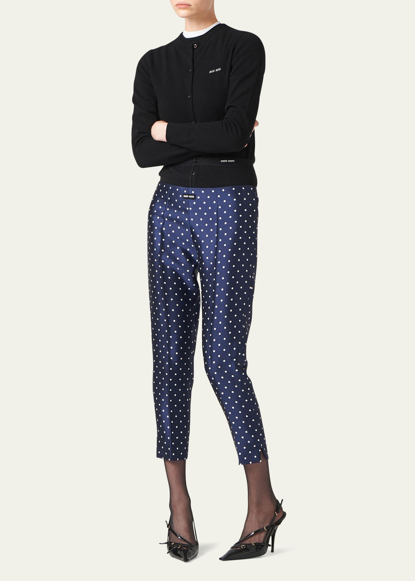 Miu Miu Intarsia Logo Cashmere Cardigan - Bergdorf Goodman