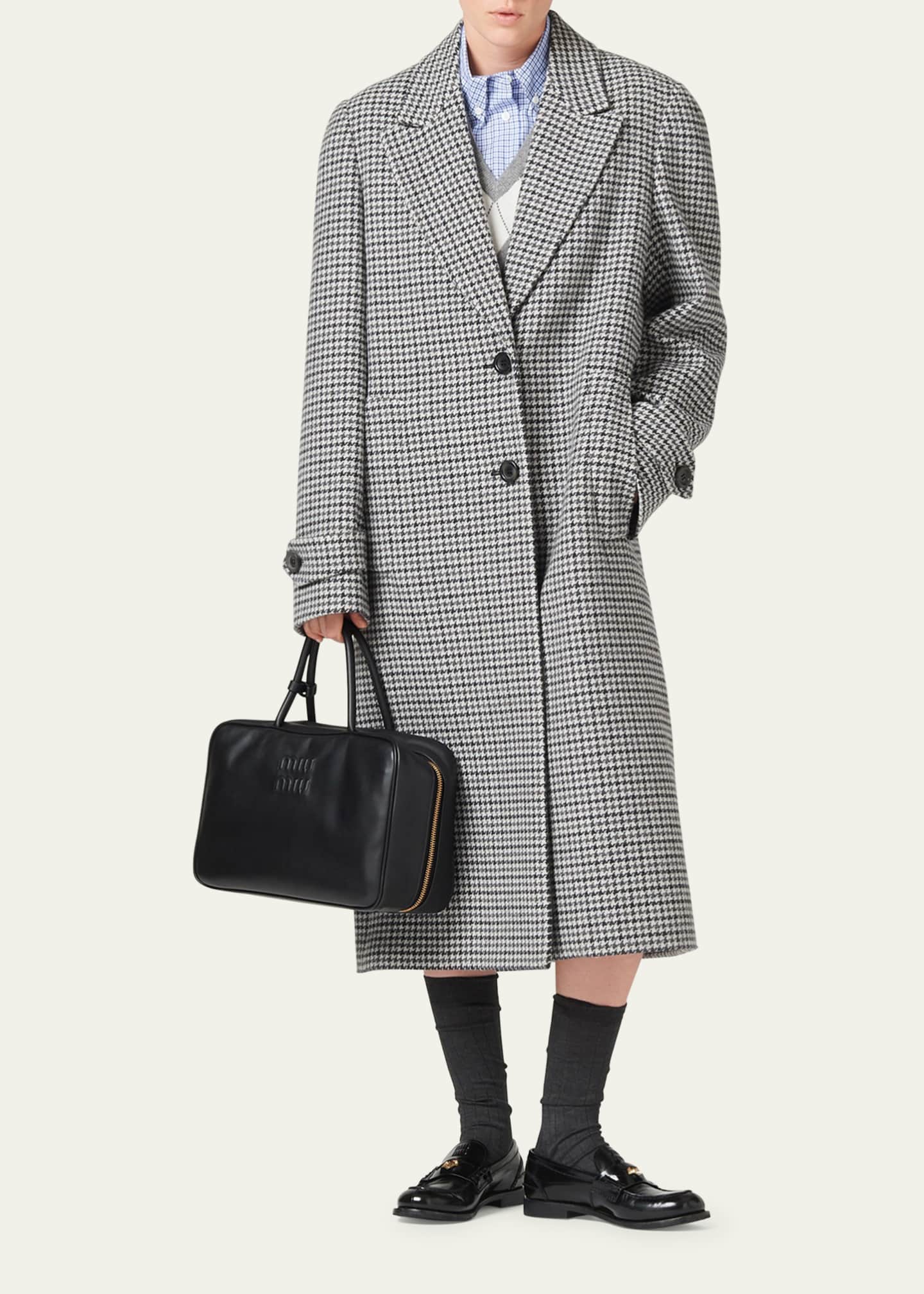 Miu Miu Oversized Houndstooth Check Wool Coat - Bergdorf Goodman