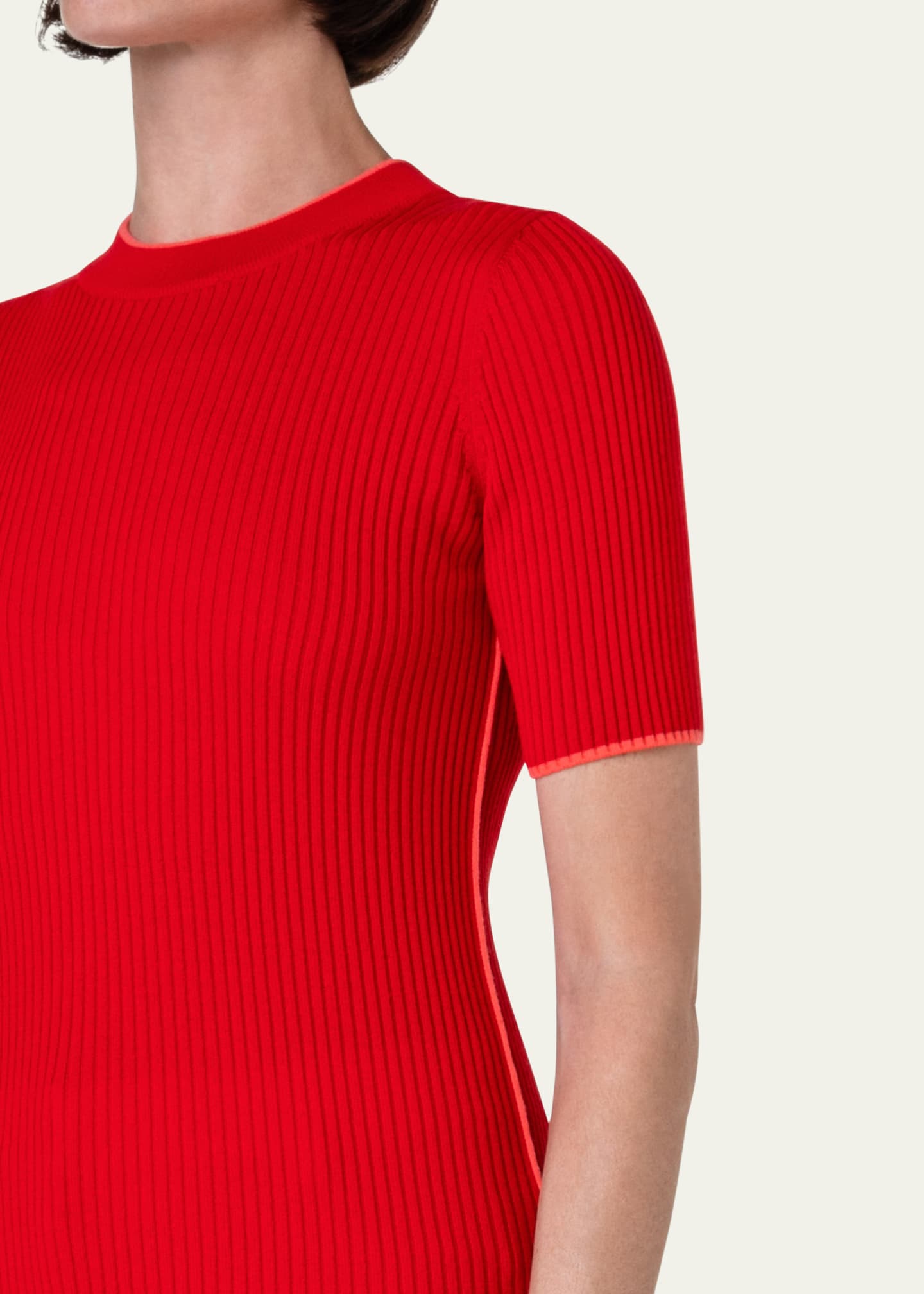 Akris punto Ribbed Knit Wool Top - Bergdorf Goodman