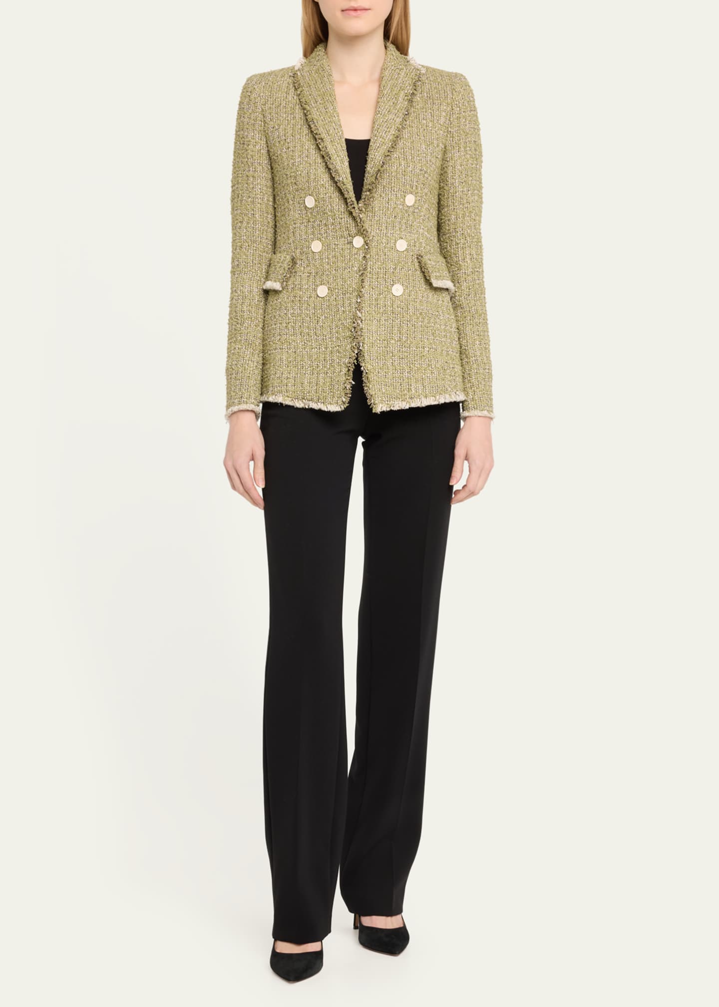 Akris punto Double-Breasted Illusion Tweed Blazer Jacket - Bergdorf Goodman