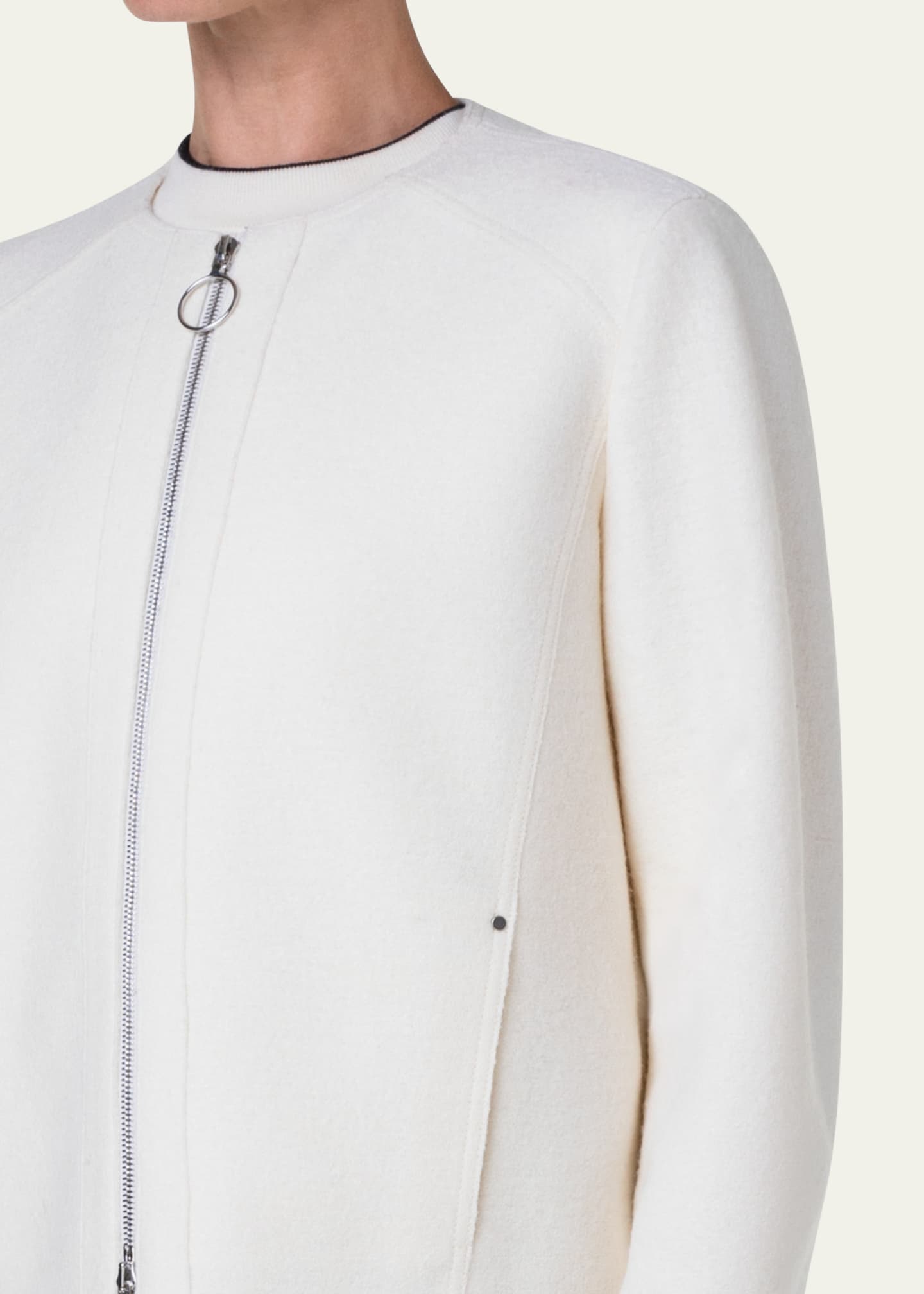 Akris punto Boiled Wool Felt Collarless Zip Jacket - Bergdorf Goodman