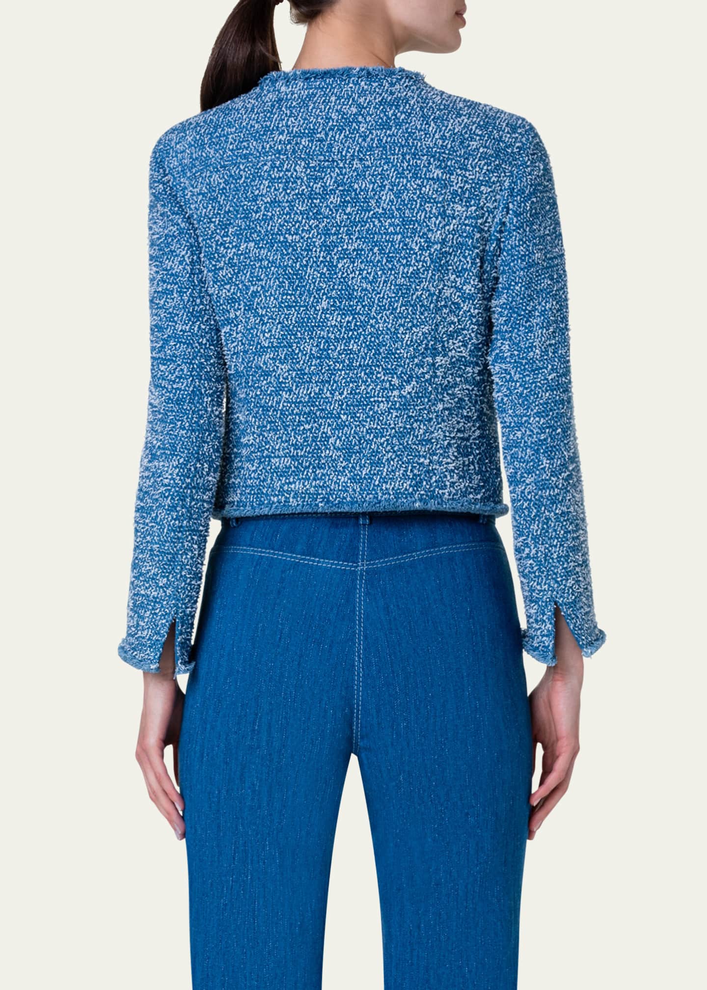 Akris punto Fringe Denim Tweed Boxy Cropped Jacket - Bergdorf Goodman