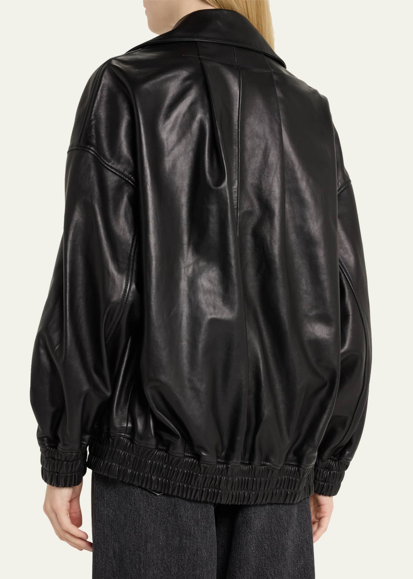 AGOLDE Ava Relaxed Leather Bomber Jacket - Bergdorf Goodman