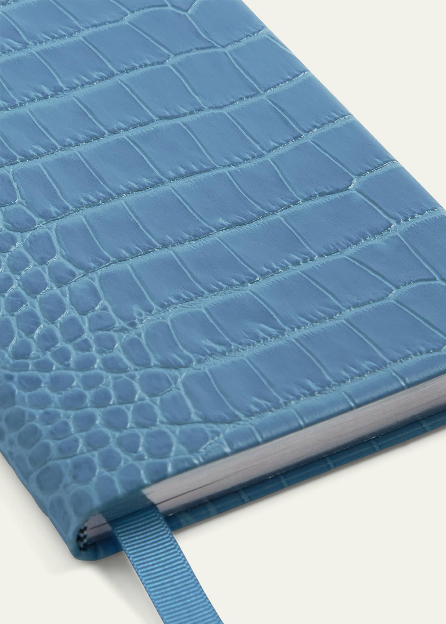 Smythson Chelsea Crocodile-Embossed Feint-Ruled Notebook in Mara ...