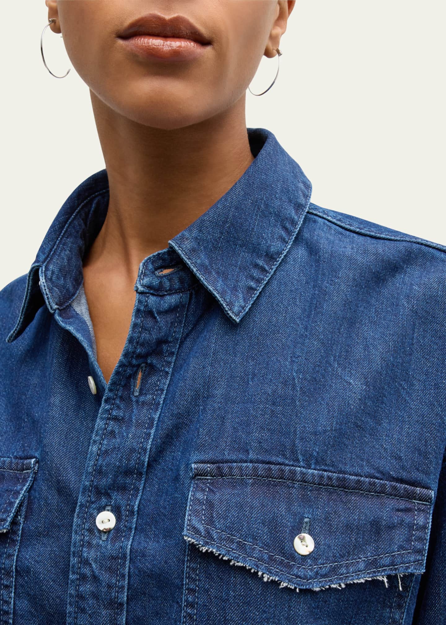 MOUSSY VINTAGE Artesia Cut-Off Denim Shirt - Bergdorf Goodman